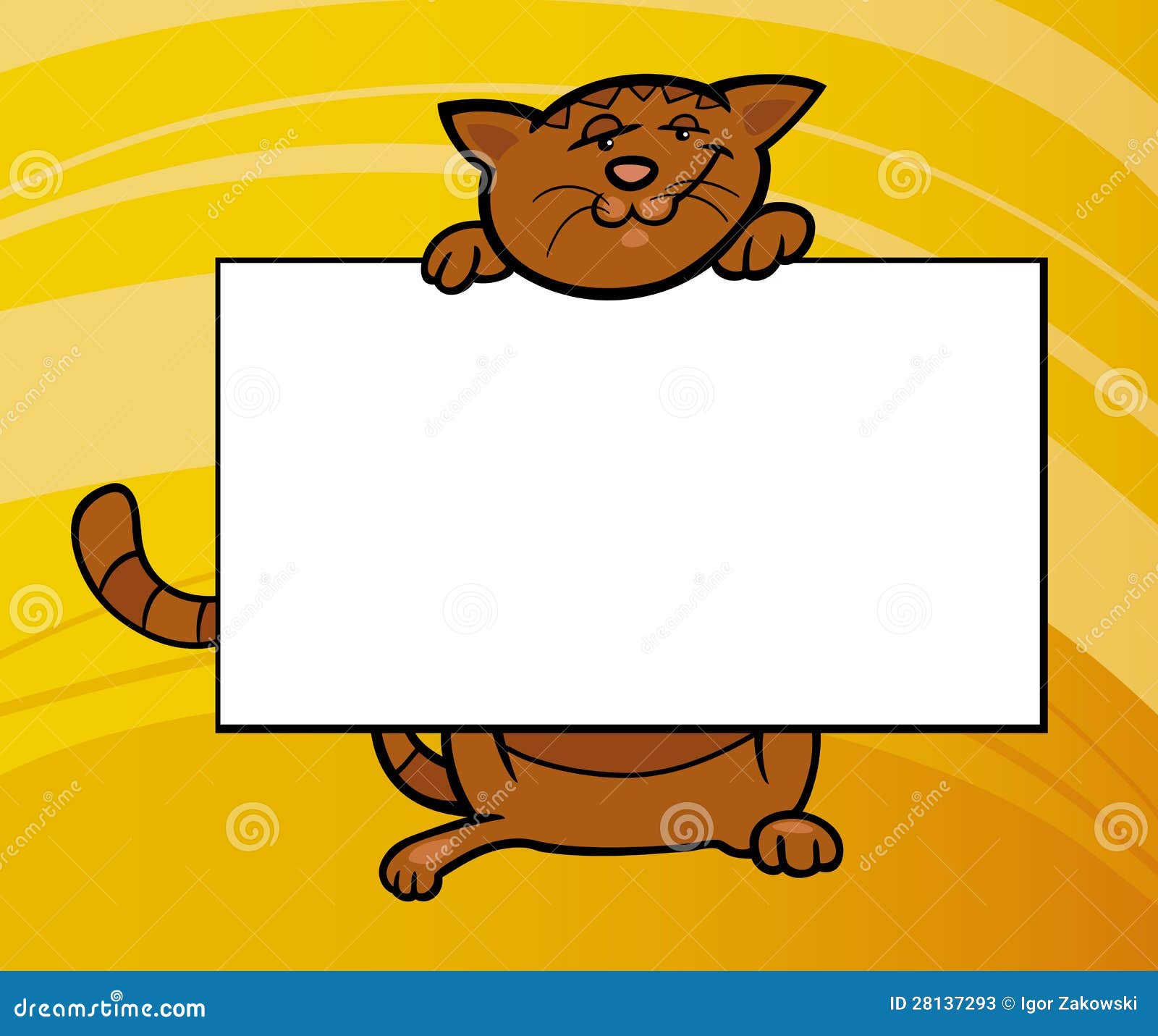 Cartoon Cat with Board or Card Stock Vector - Illustration of diploma ...