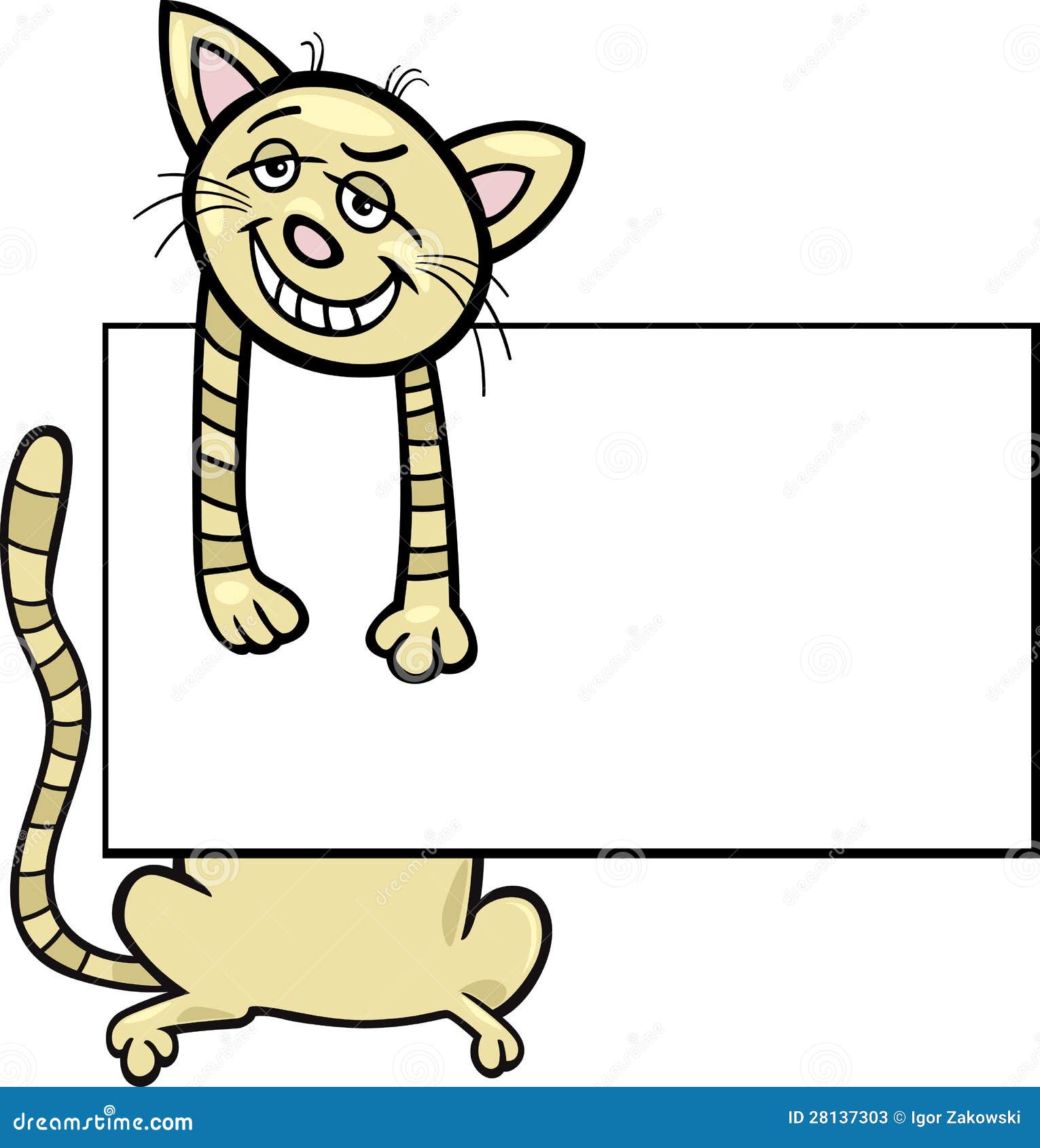 Cartoon Cat with Board or Card Stock Vector - Illustration of comic ...