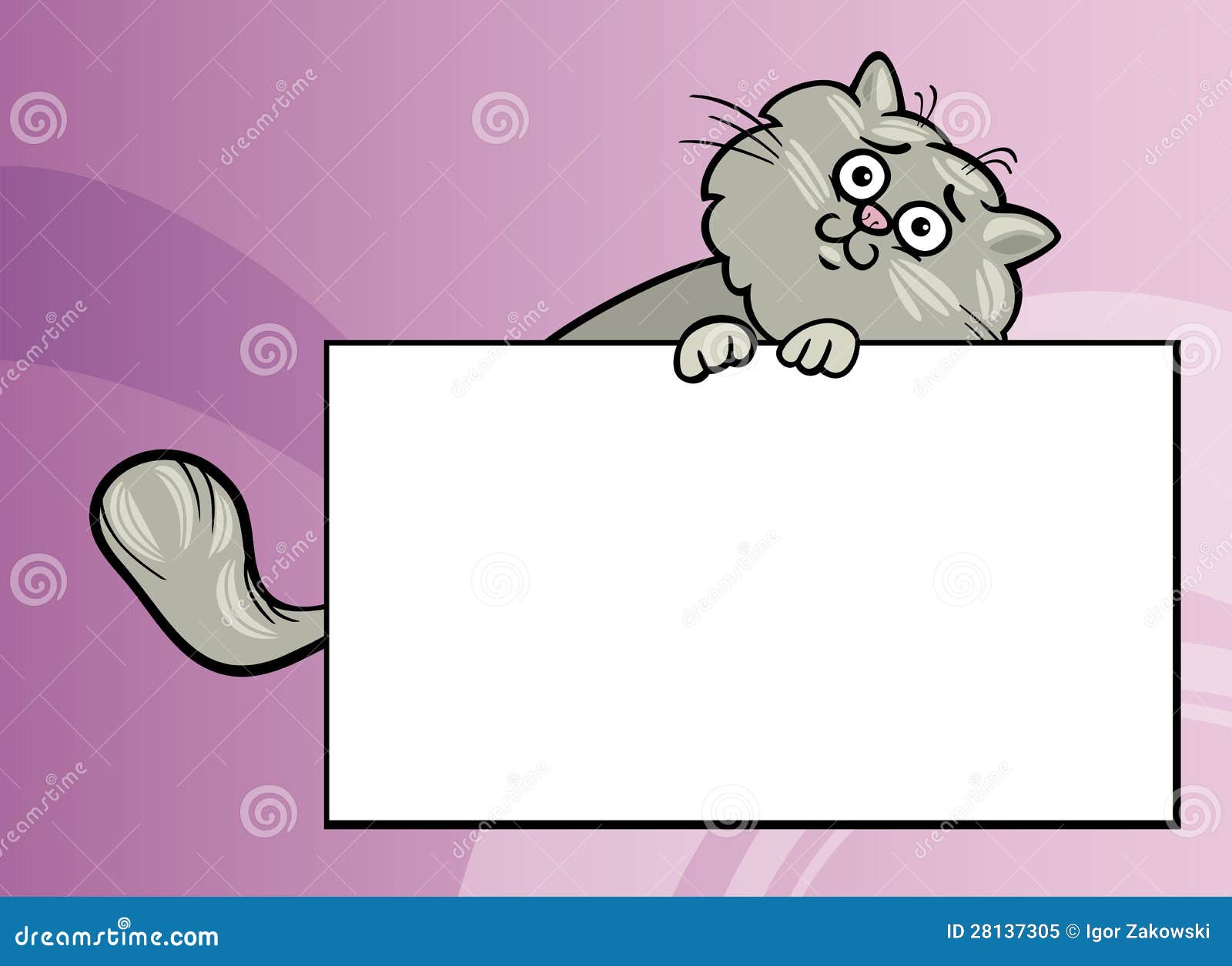 Cartoon Cat with Board or Card Stock Vector - Illustration of ...