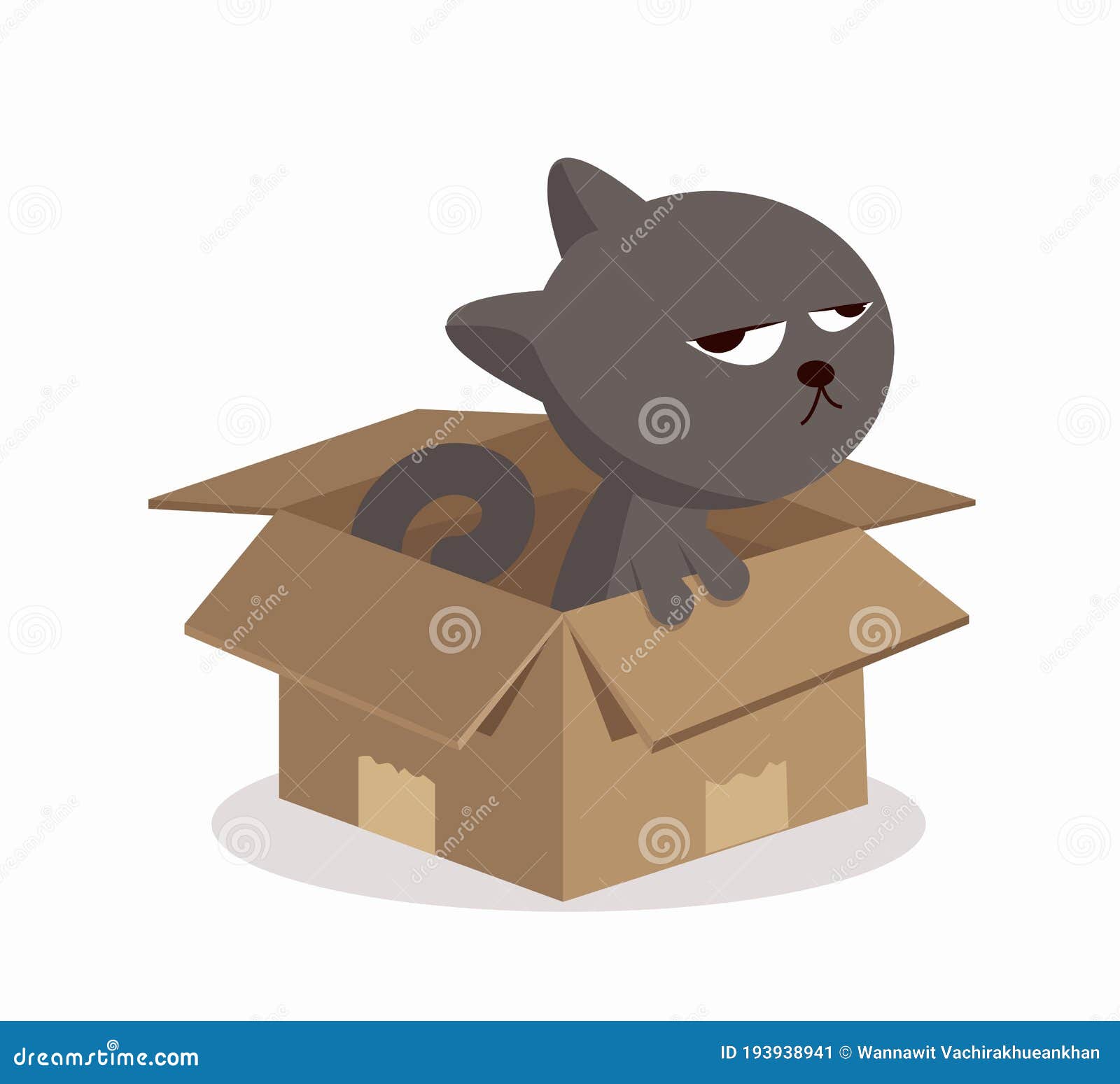 Cartoon Cat in a Box Cardboard Box Stock Vector - Illustration of ...