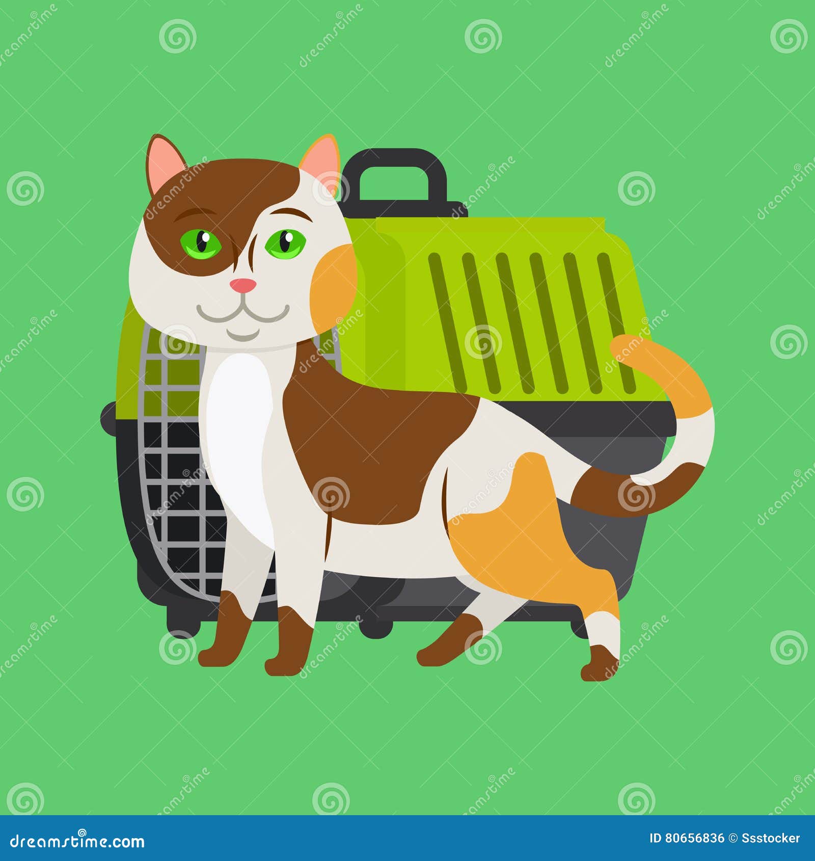 Cartoon cat and carrier stock vector. Illustration of character - 80656836