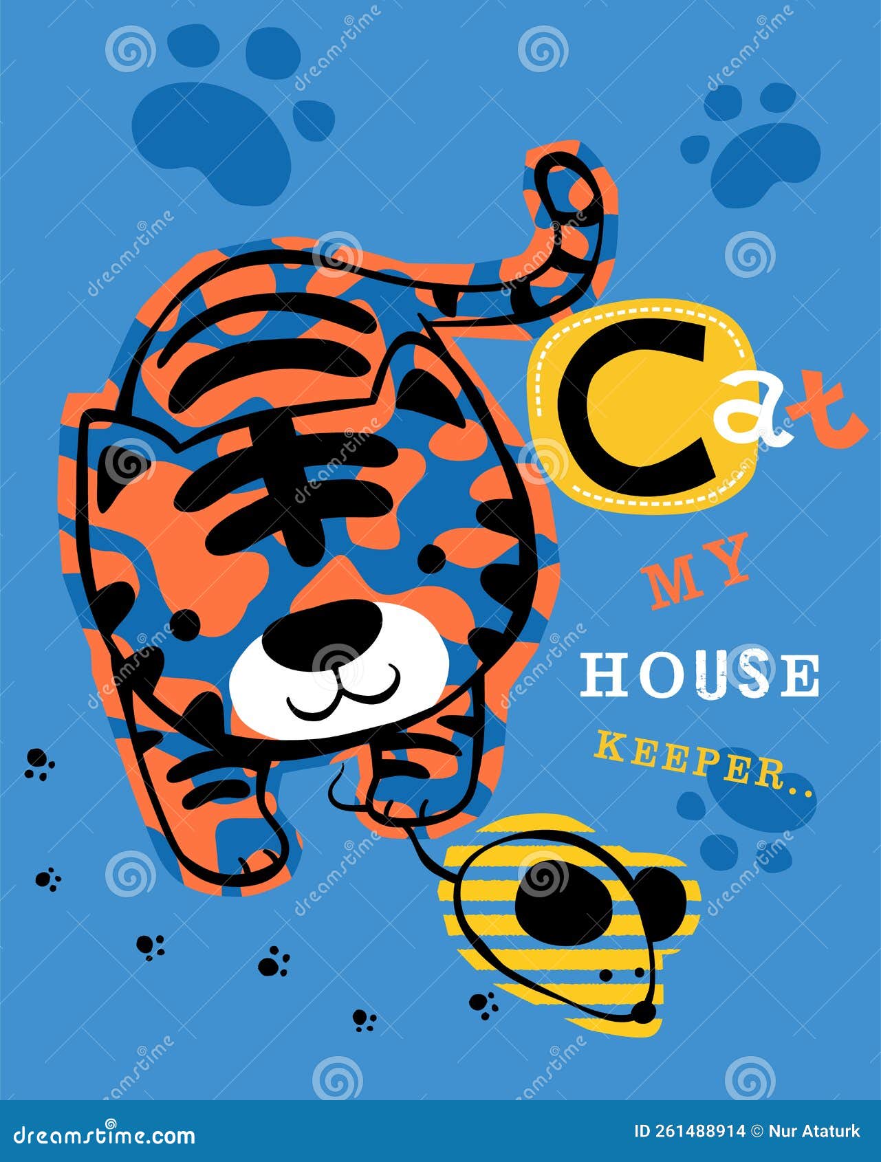 Cartoon of cat catch a rat stock vector. Illustration of losing - 261488914