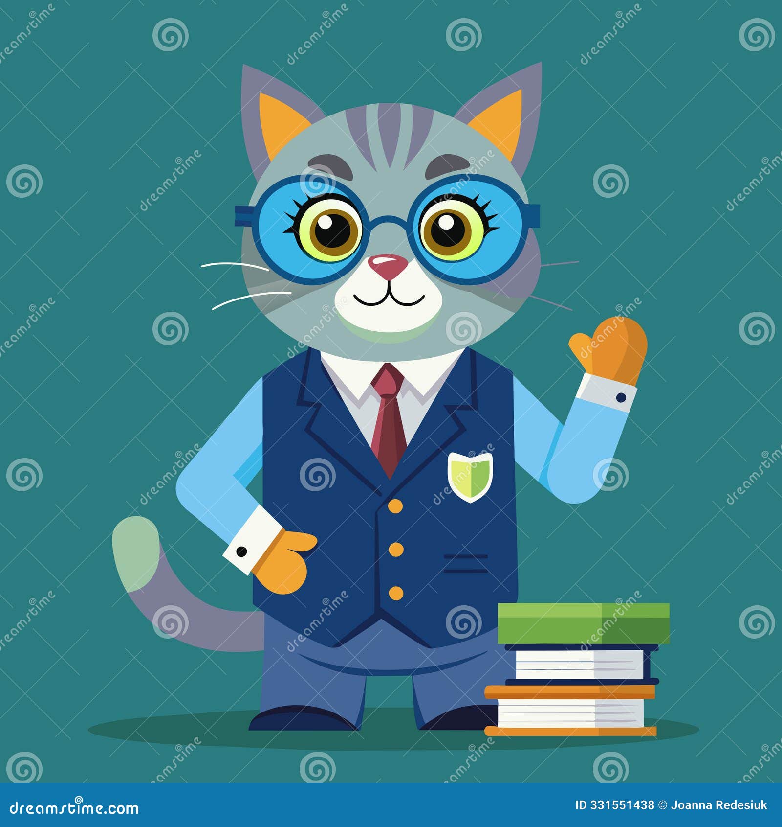 A Cartoon Cat Character is Dressed in Formal Attire, Holding a Stack of ...