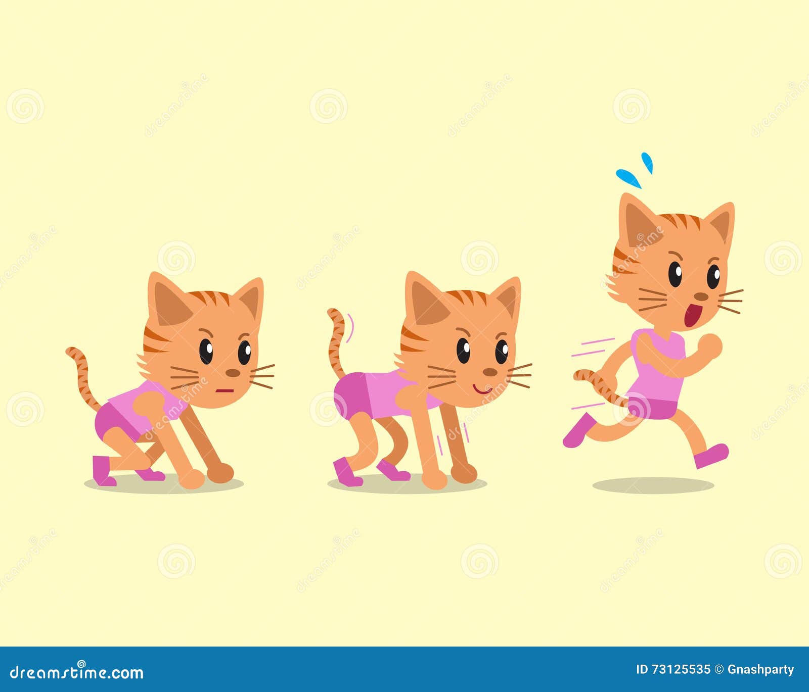Cartoon Cat Character Running Step Stock Vector - Illustration of ...