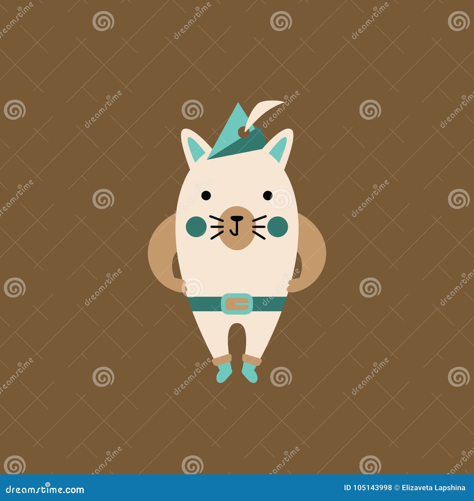 Cartoon Cat Character with Cap Stock Illustration - Illustration of ...