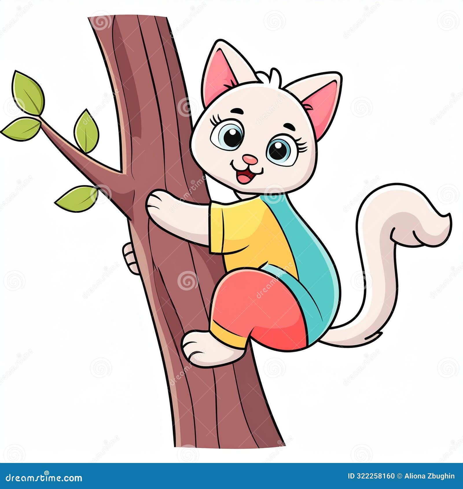 Cartoon Cat Climbing a Tree Stock Illustration - Illustration of ...