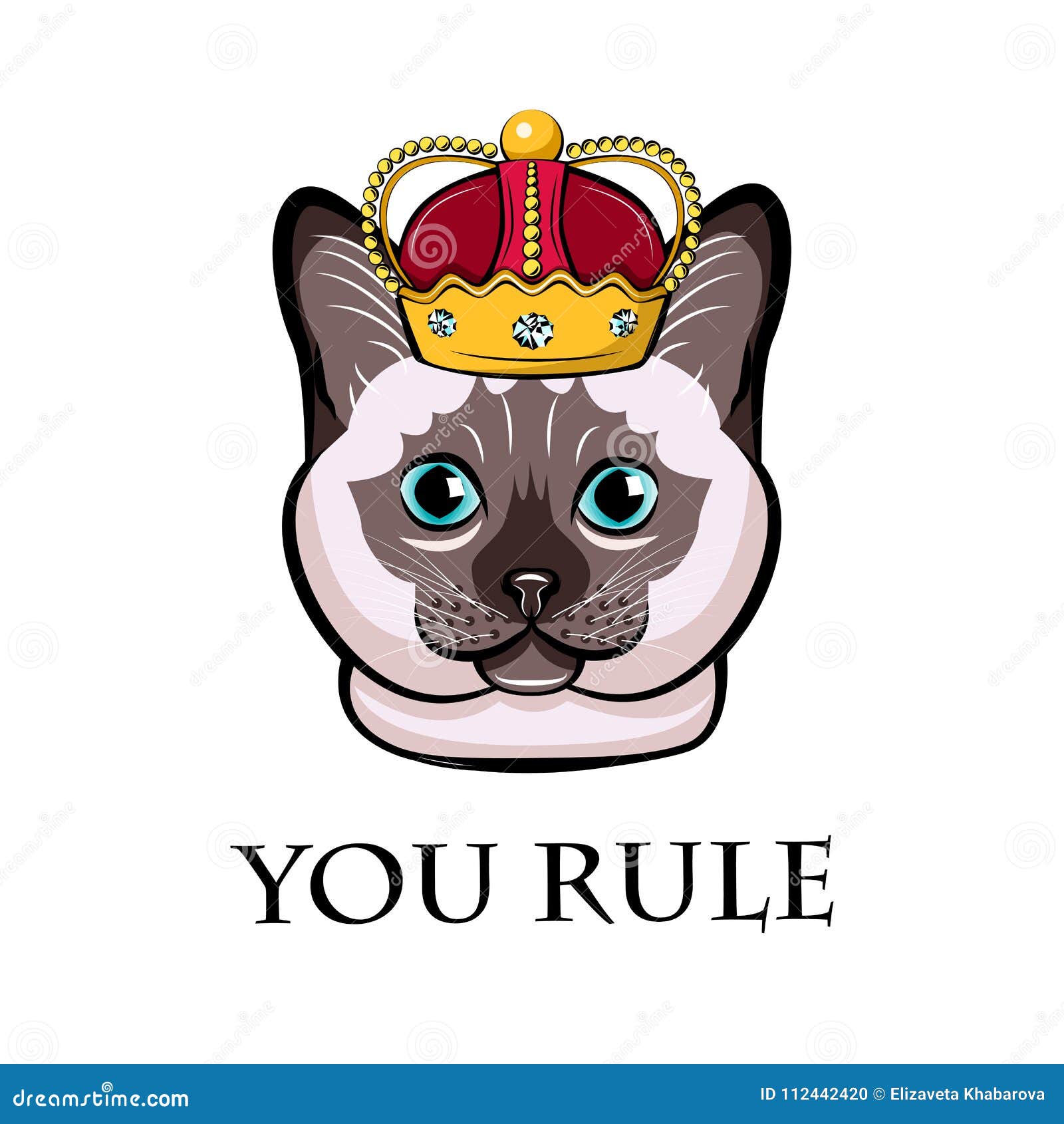 Cartoon Cat in Crown. Siamese Cat, Thai Cat. Vector Illustration. Stock ... Cartoon Cat in Crown. Siamese Cat, Thai Cat. Vector Illustration. Stock ...