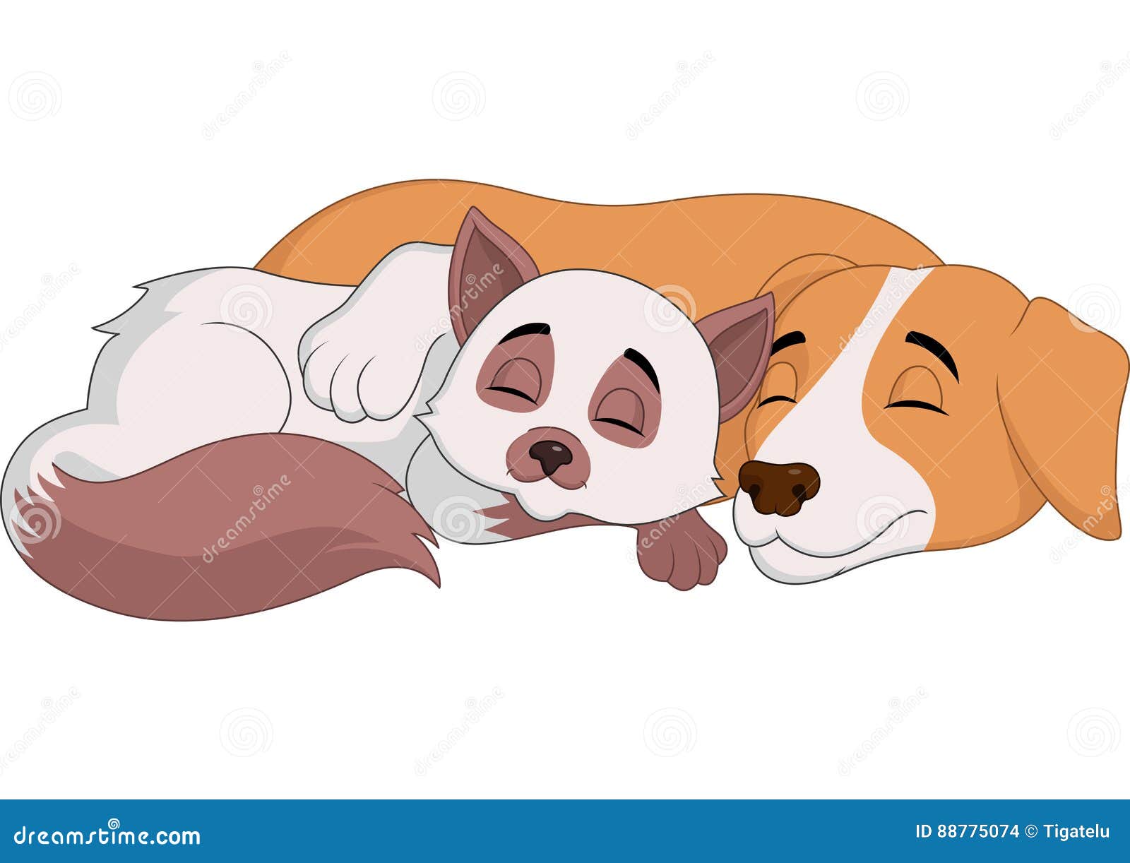 Cartoon Cat and Dog Relaxing Stock Vector - Illustration of domestic ...