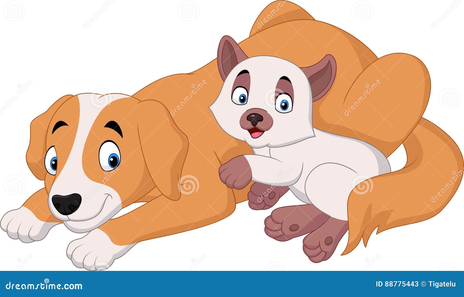 Cartoon Cat and Dog Relaxing Stock Vector - Illustration of asleep ...