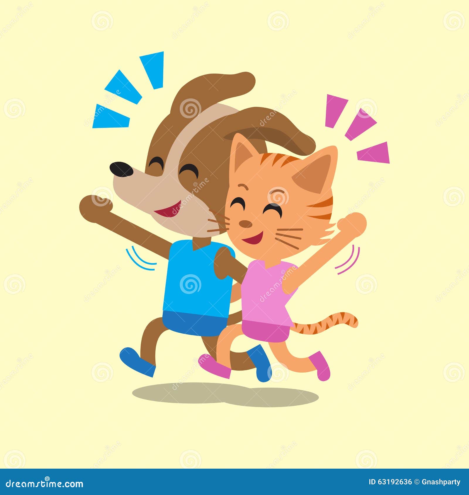 Cartoon Cat and Dog Running Stock Vector - Illustration of smile ...