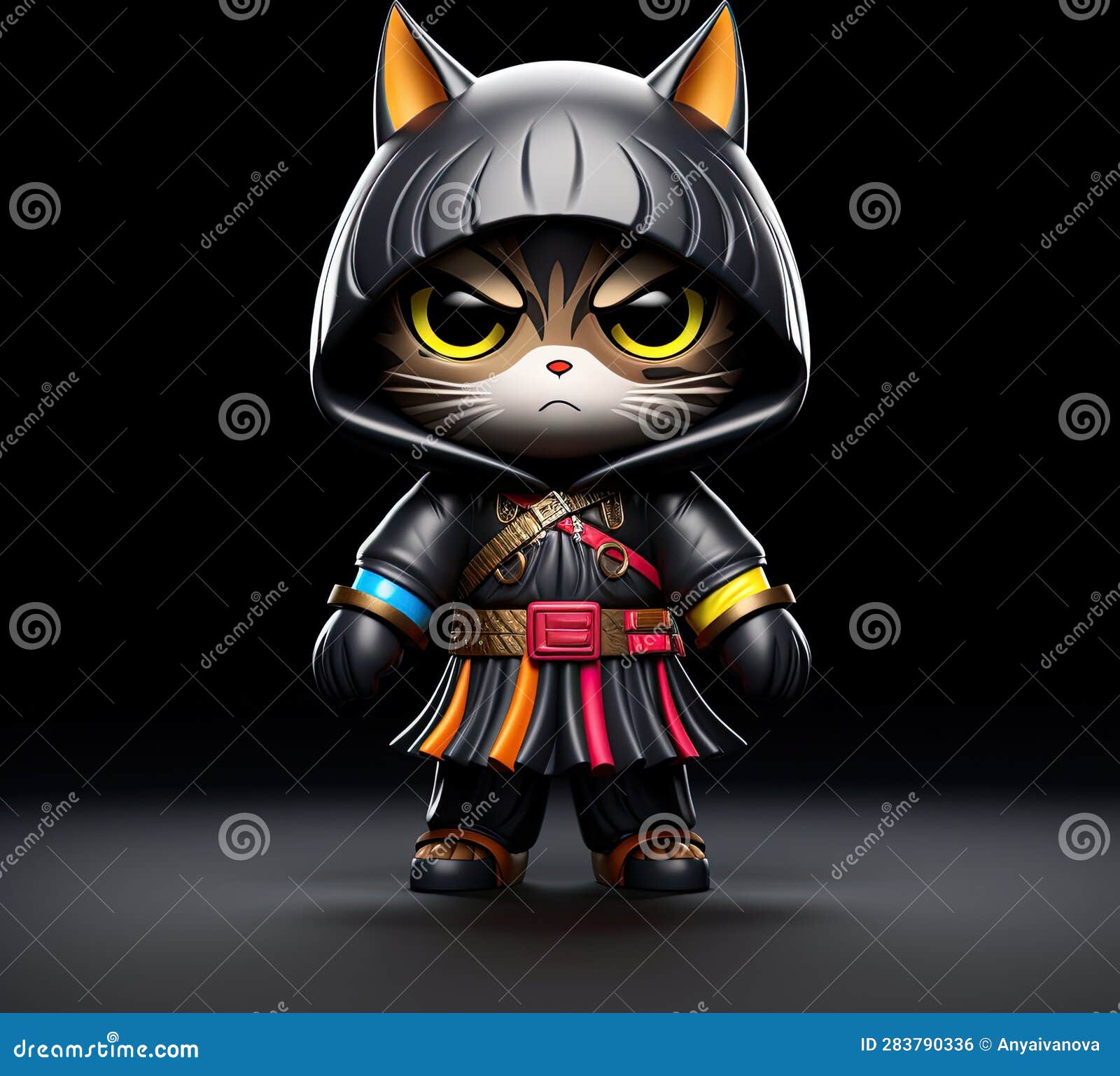 A Cartoon Cat Dressed in a Ninja Outfit. Generative AI Image. Stock ...