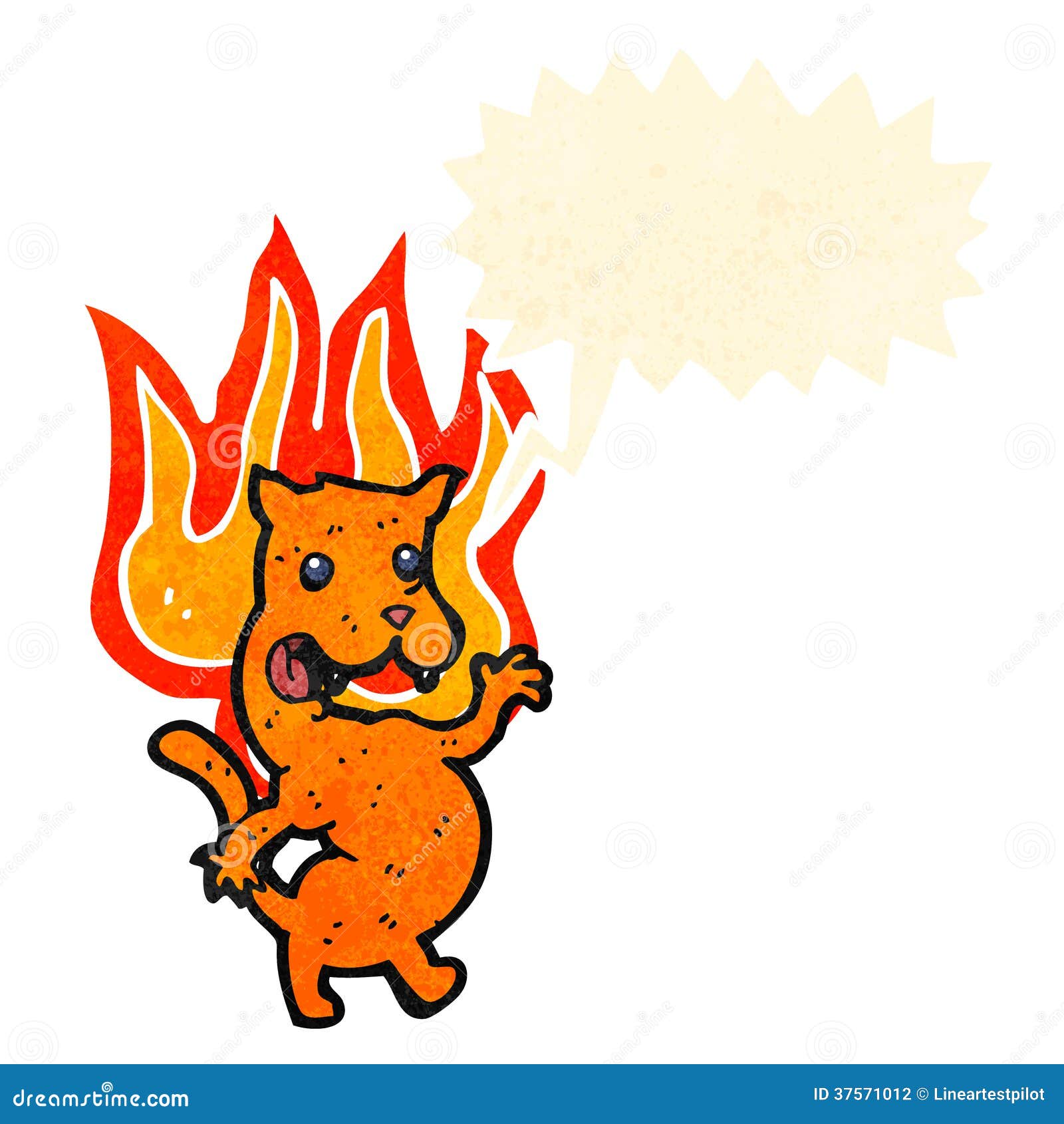 Cartoon cat on fire stock vector. Illustration of funny - 37571012