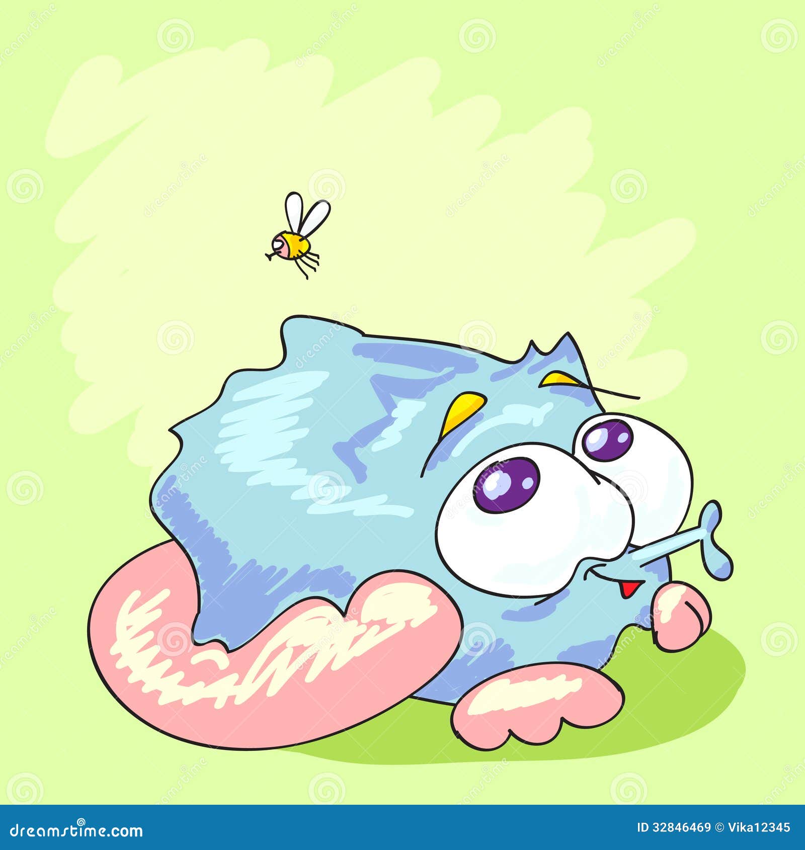 Cartoon cat and fly stock vector. Illustration of drawn - 32846469