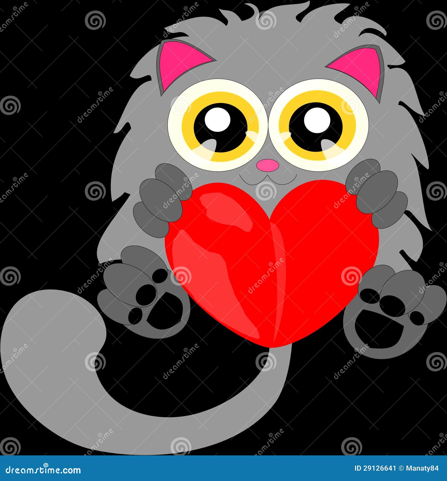 Cartoon cat with heart 1 stock illustration. Illustration of animal ...