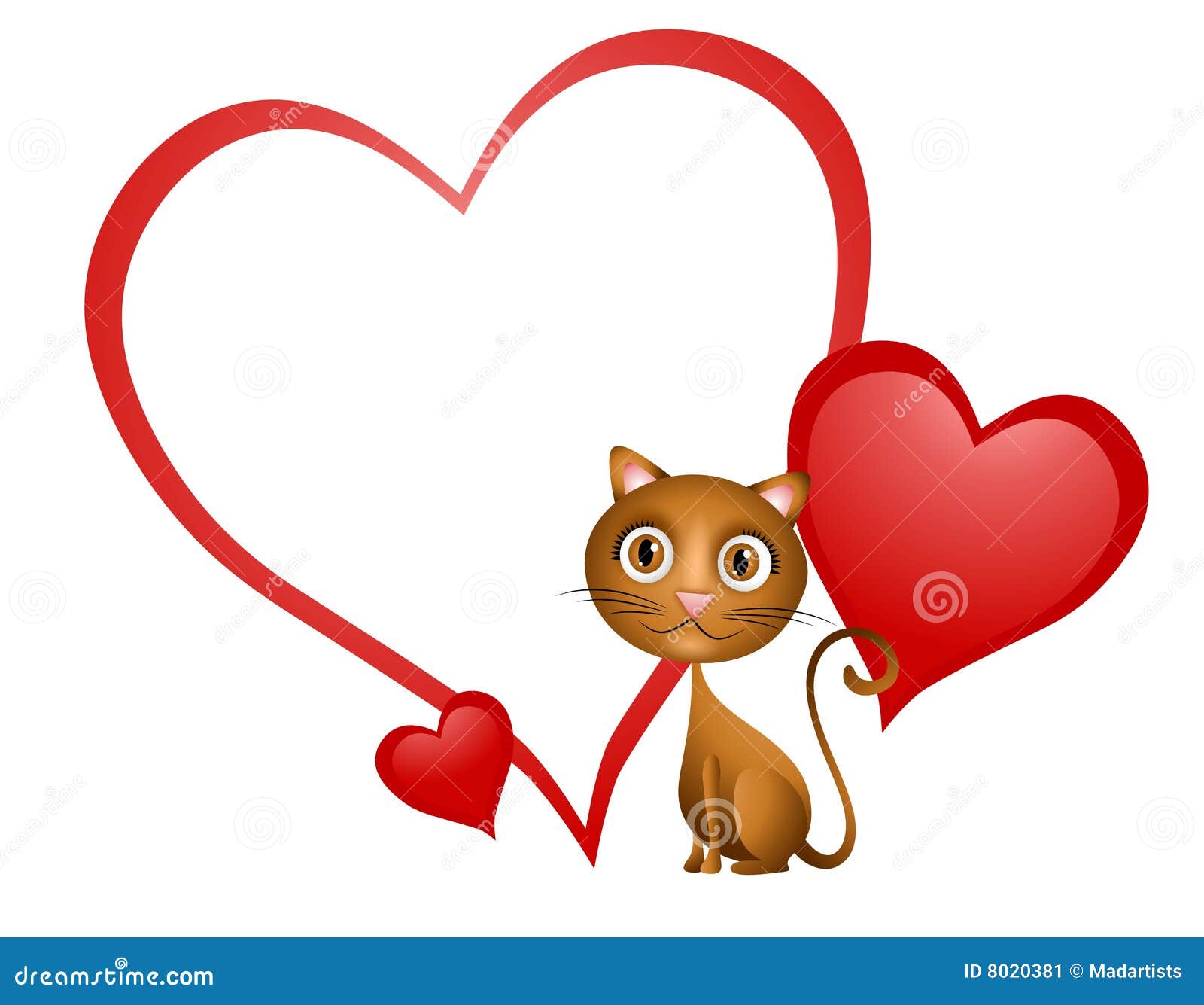Cartoon Cat Heart Valentine Stock Illustration - Illustration of clip ...