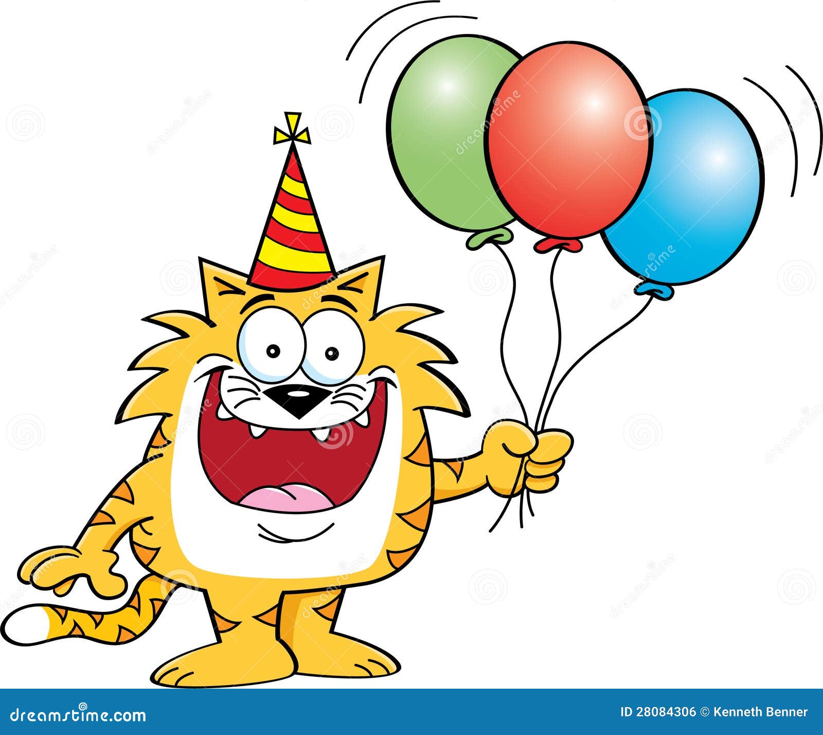 Cartoon Cat Holding Balloons Vector Illustration | CartoonDealer.com ...