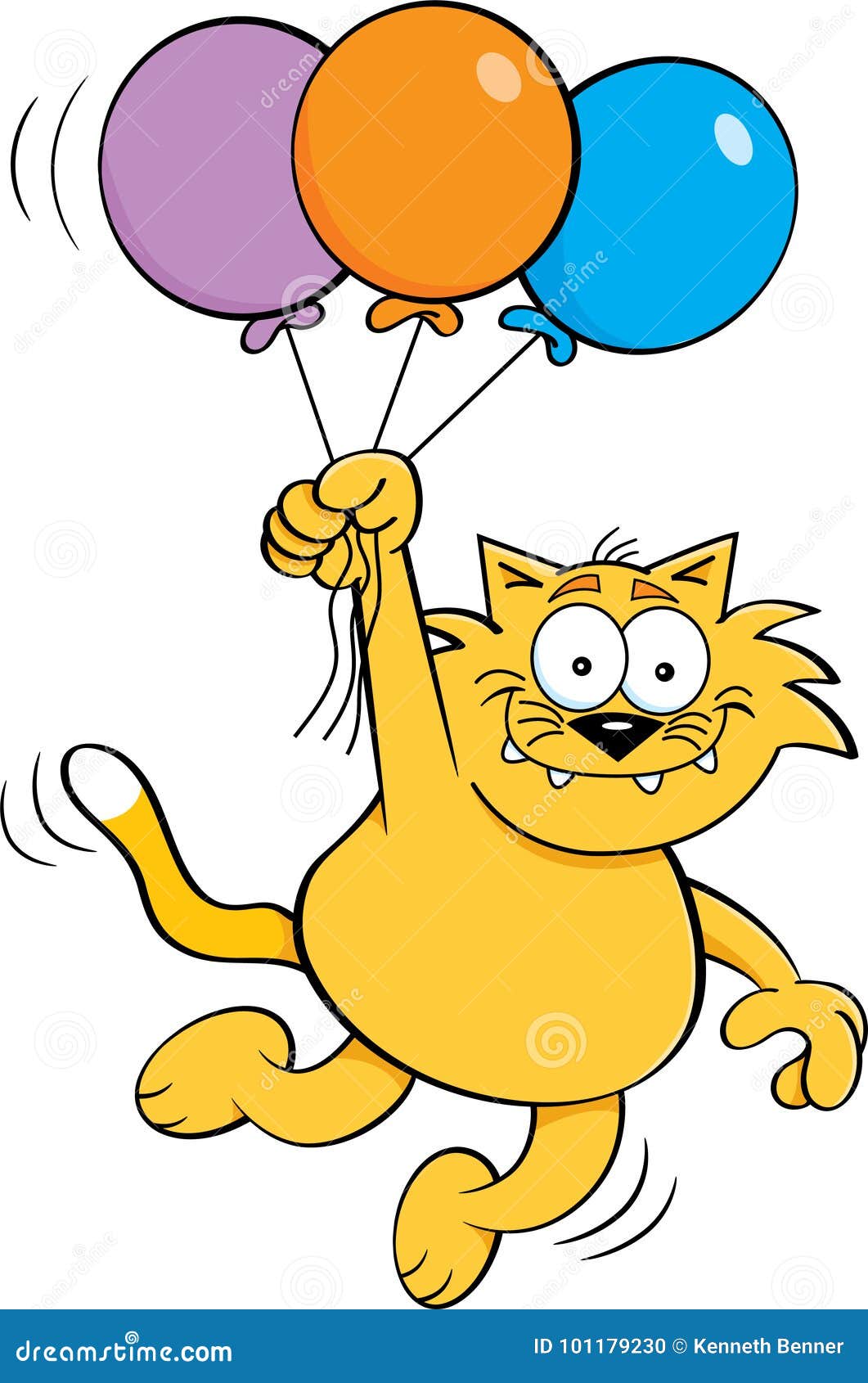 Cartoon Cat Holding Balloons. Stock Vector - Illustration of smiling ...