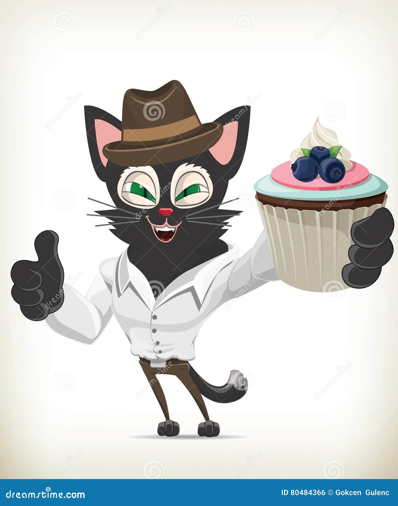 Cartoon Cat Holding Cupcake Stock Vector - Illustration of cute, vector ...
