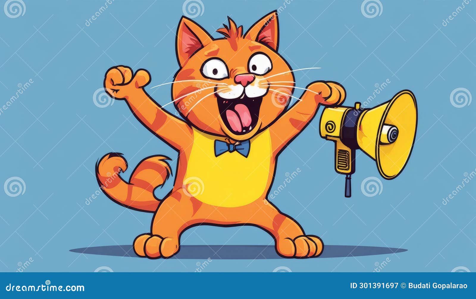 A Cartoon Cat Holding a Megaphone Stock Illustration - Illustration of ...