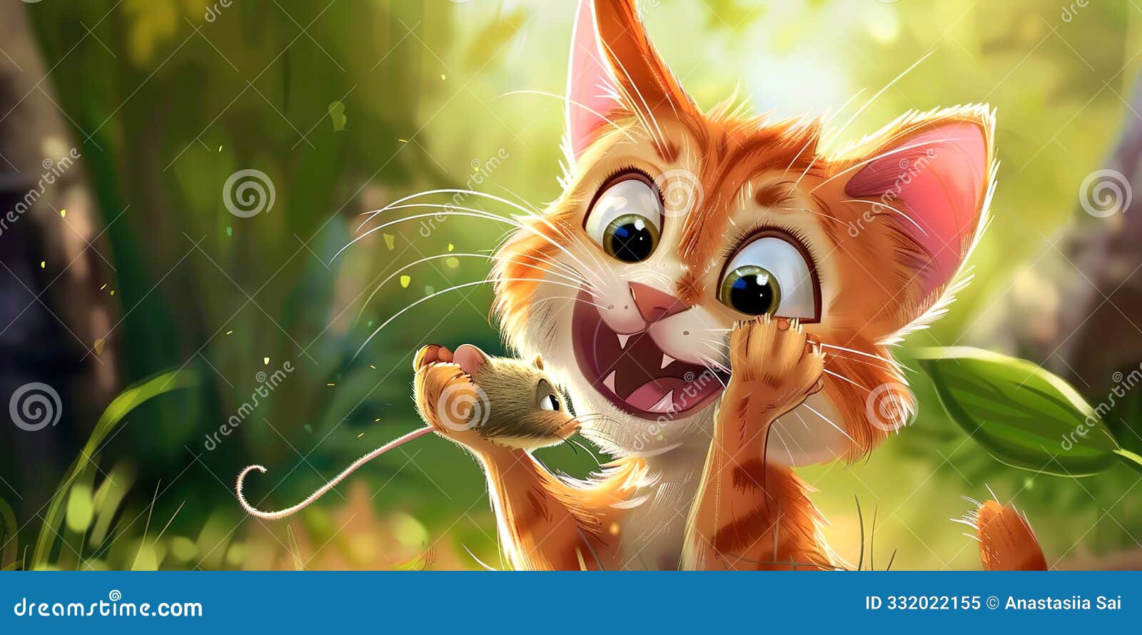 Cartoon cat holding mouse stock illustration. Illustration of concept ...