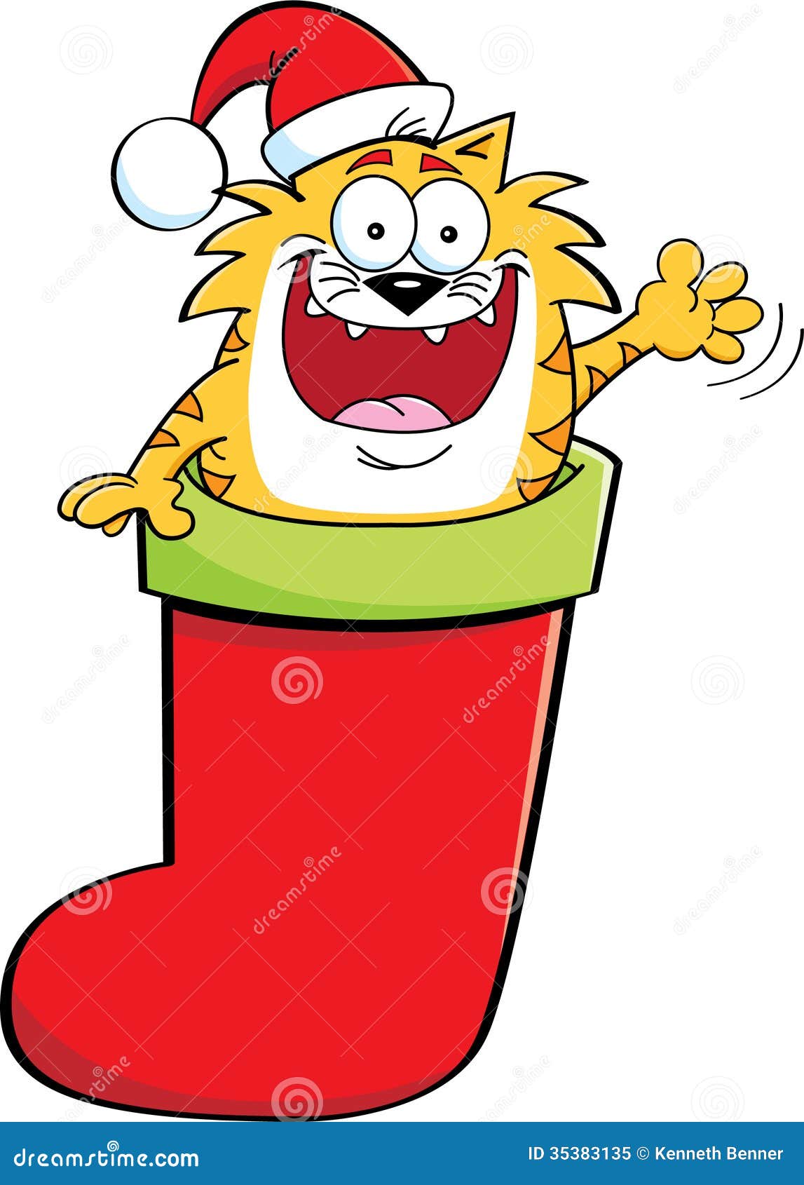 Cartoon Cat Inside A Stocking. | CartoonDealer.com #35383135
