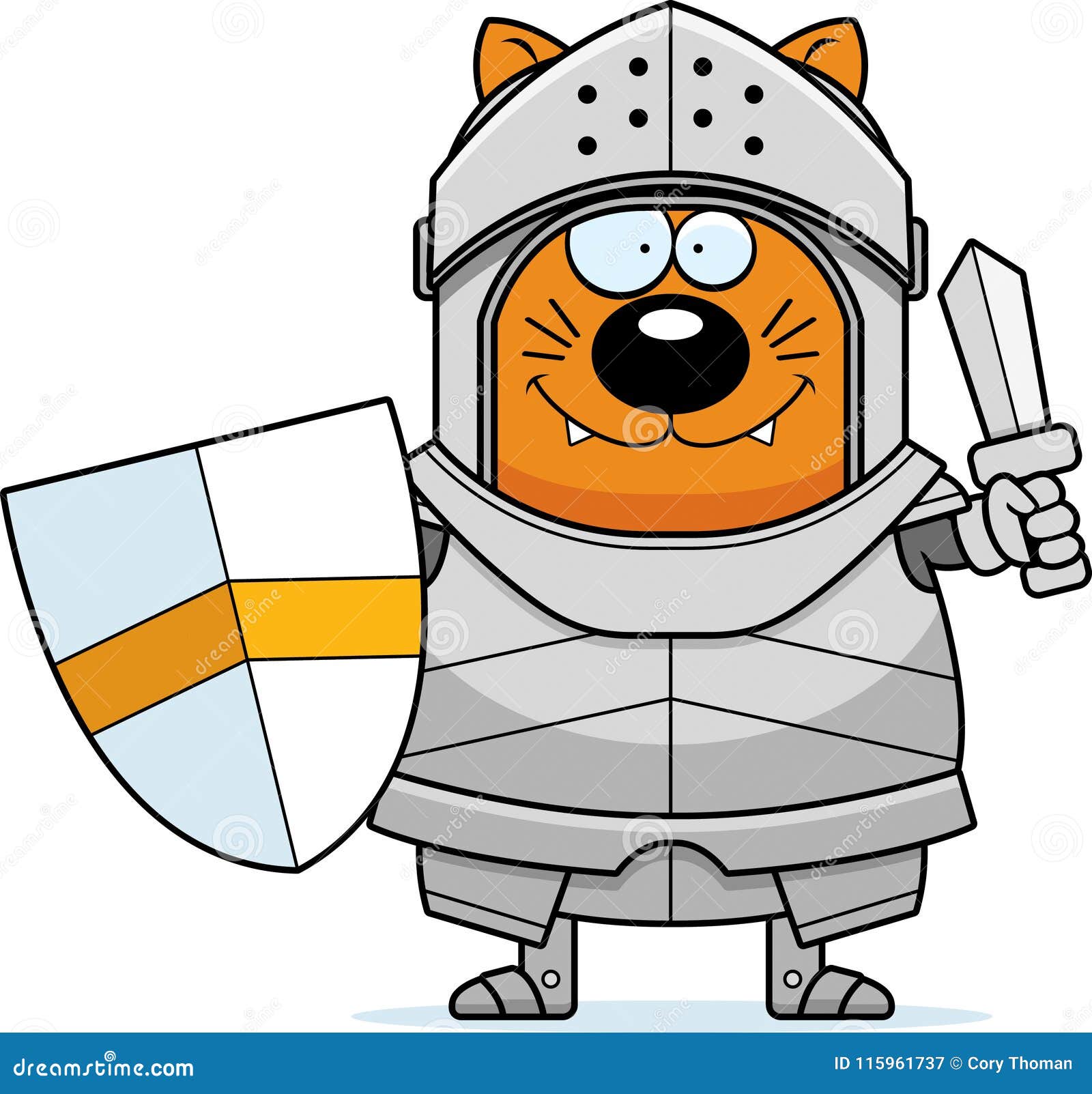 Cartoon Cat Knight Sword stock vector. Illustration of warrior - 115961737