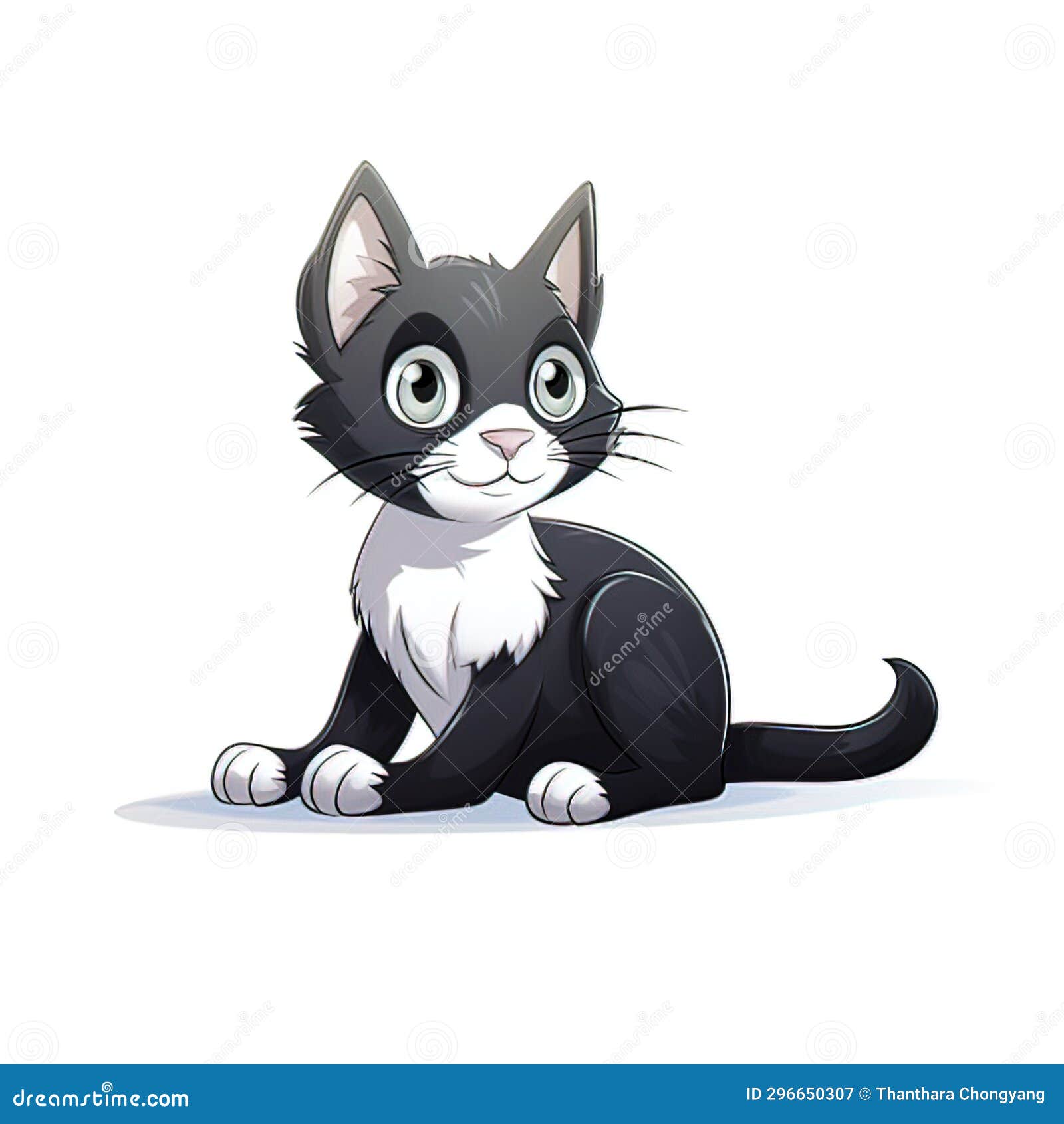 Cartoon Cat is Laying on the Floor on White Background Stock ...