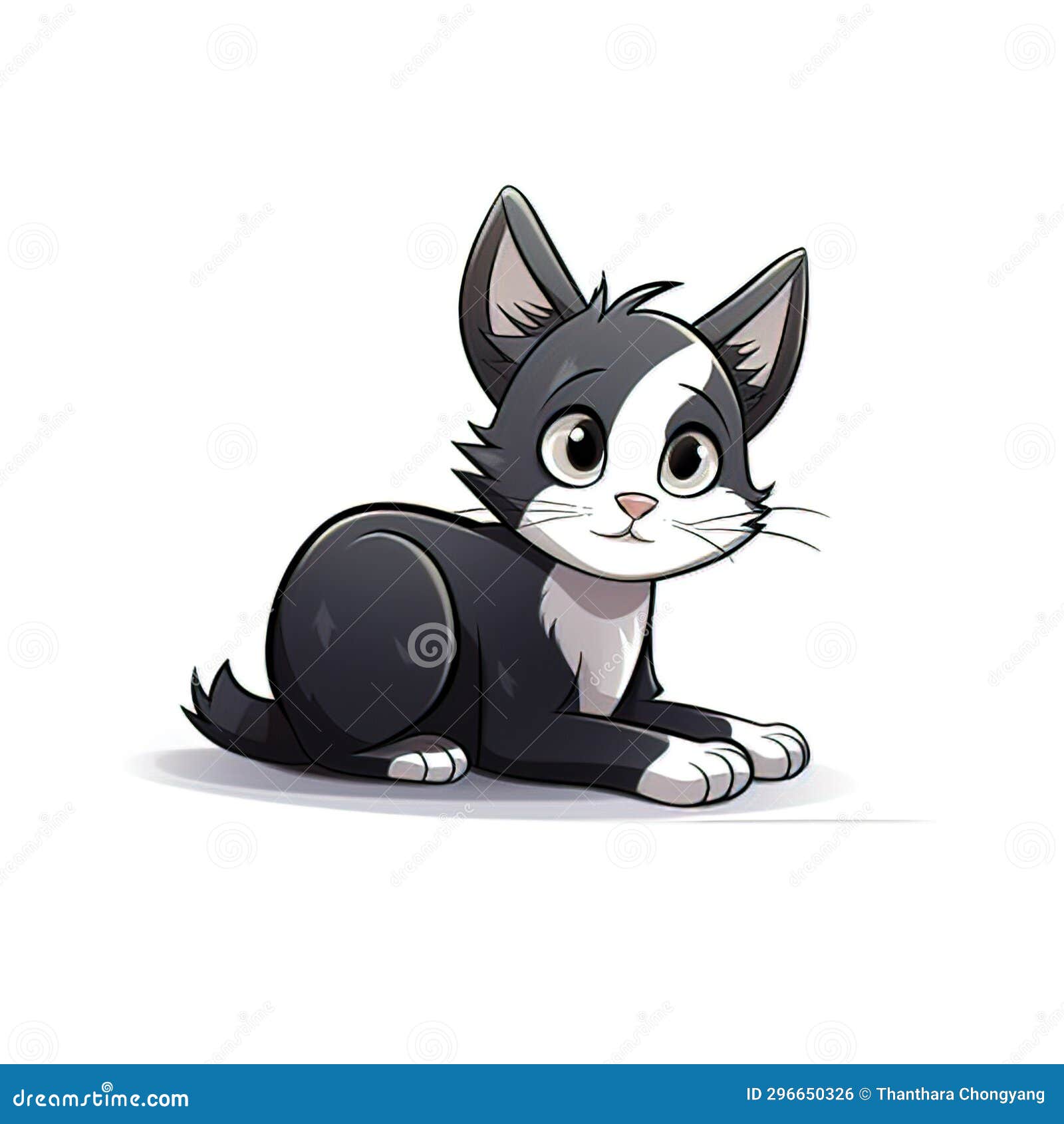 Cartoon Cat is Laying on the Floor on White Background Stock ...