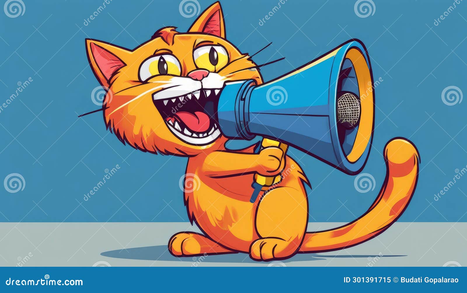 A Cartoon Cat with a Megaphone Stock Illustration - Illustration of ...