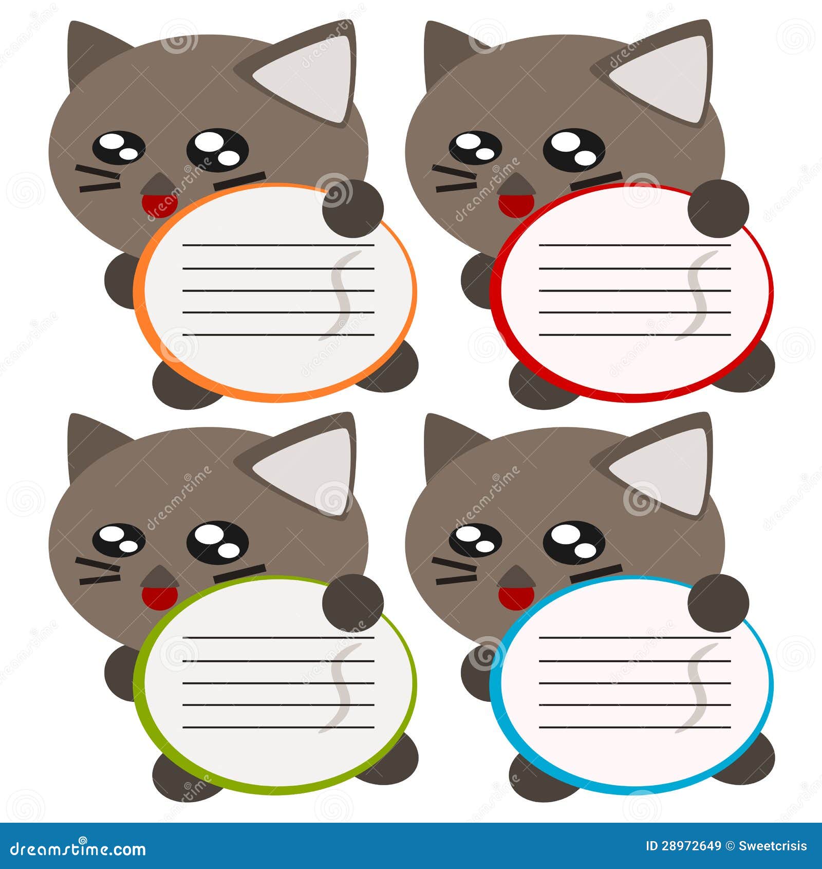 Cartoon Cat Memo Illustration Stock Vector - Illustration of isolated ...