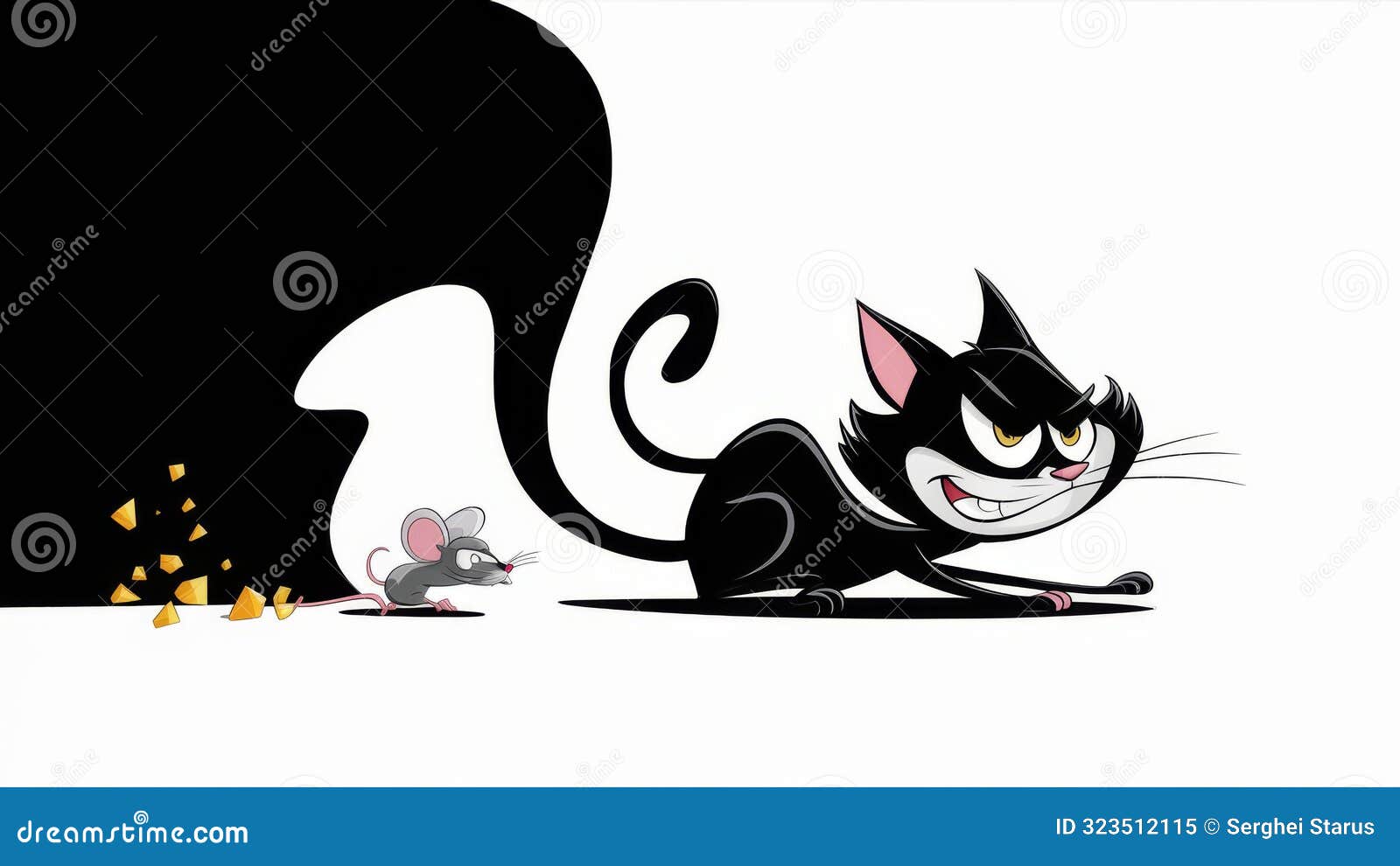 A Cartoon Cat and Mouse are Running Away from Each Other, AI Stock ...