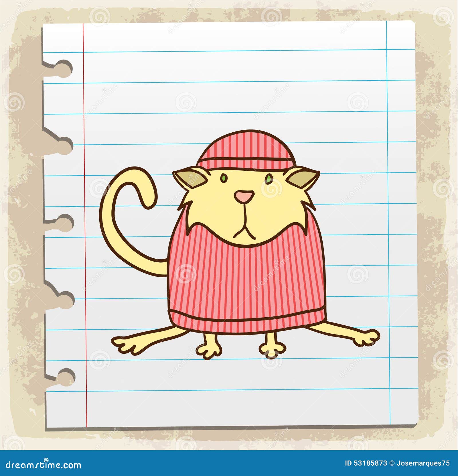 Cartoon Cat on Paper Note, Vector Illustration Stock Vector ...