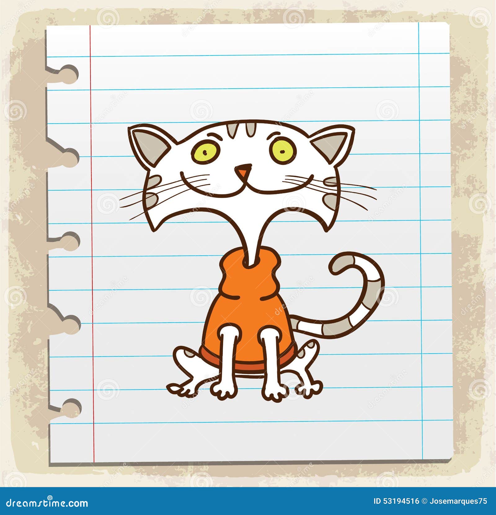Cartoon Cat on Paper Note, Vector Illustration Stock Vector ...