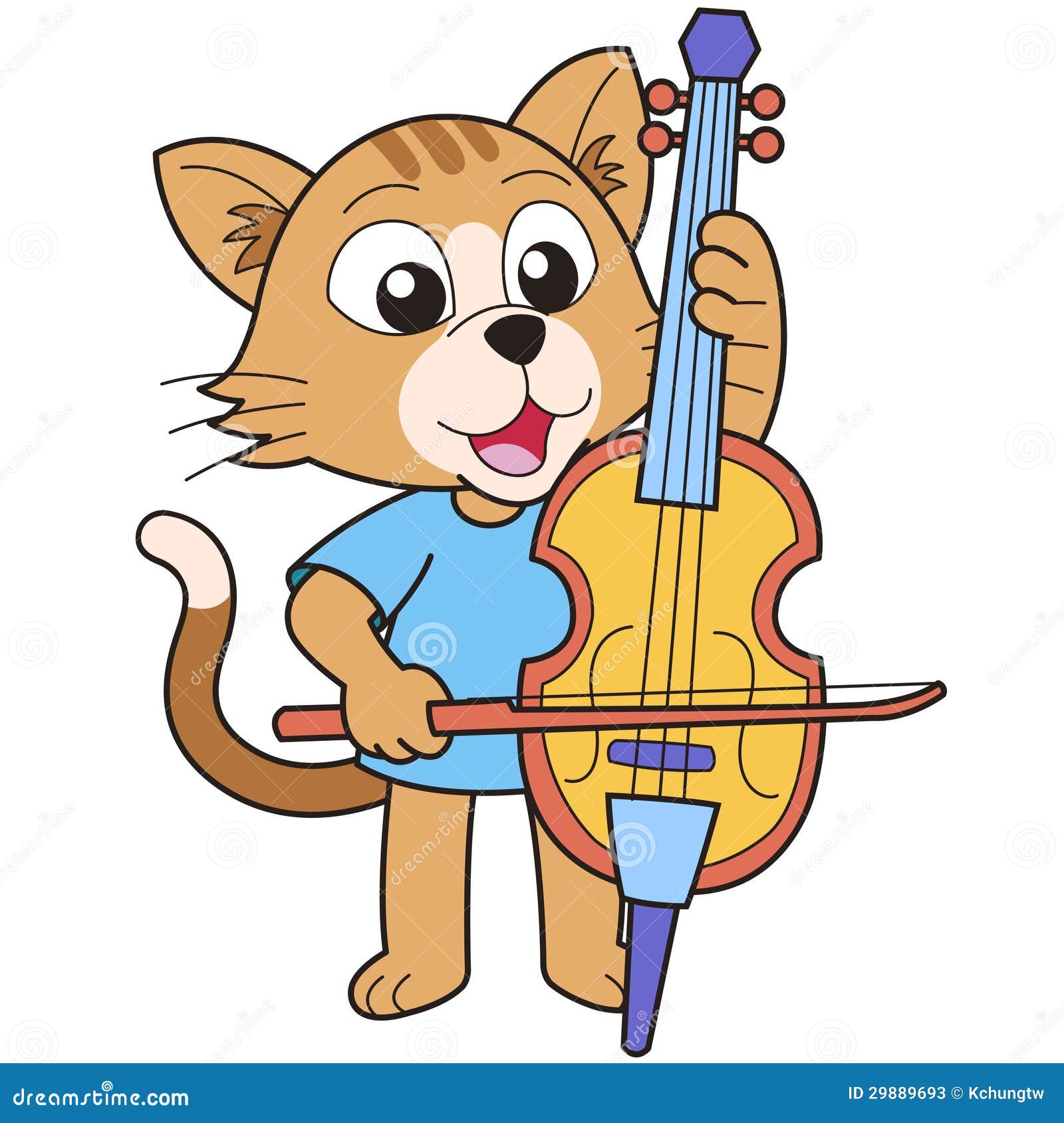Cartoon Cat Playing a Cello Stock Vector - Illustration of band ...