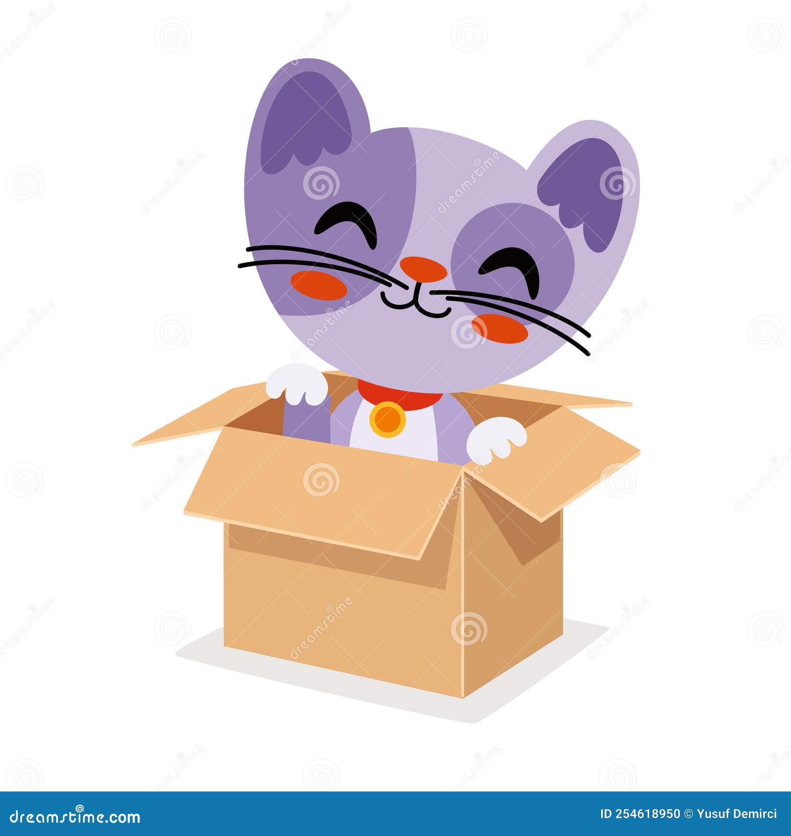 Cartoon Cat Posing in a Box Stock Illustration - Illustration of kitty ...