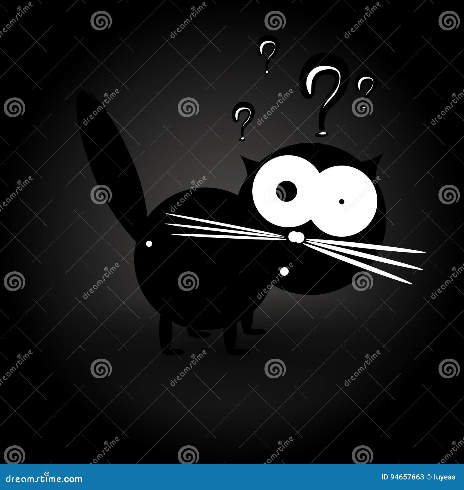 Cartoon Cat and Question Marks. Vector Stock Vector - Illustration of ...
