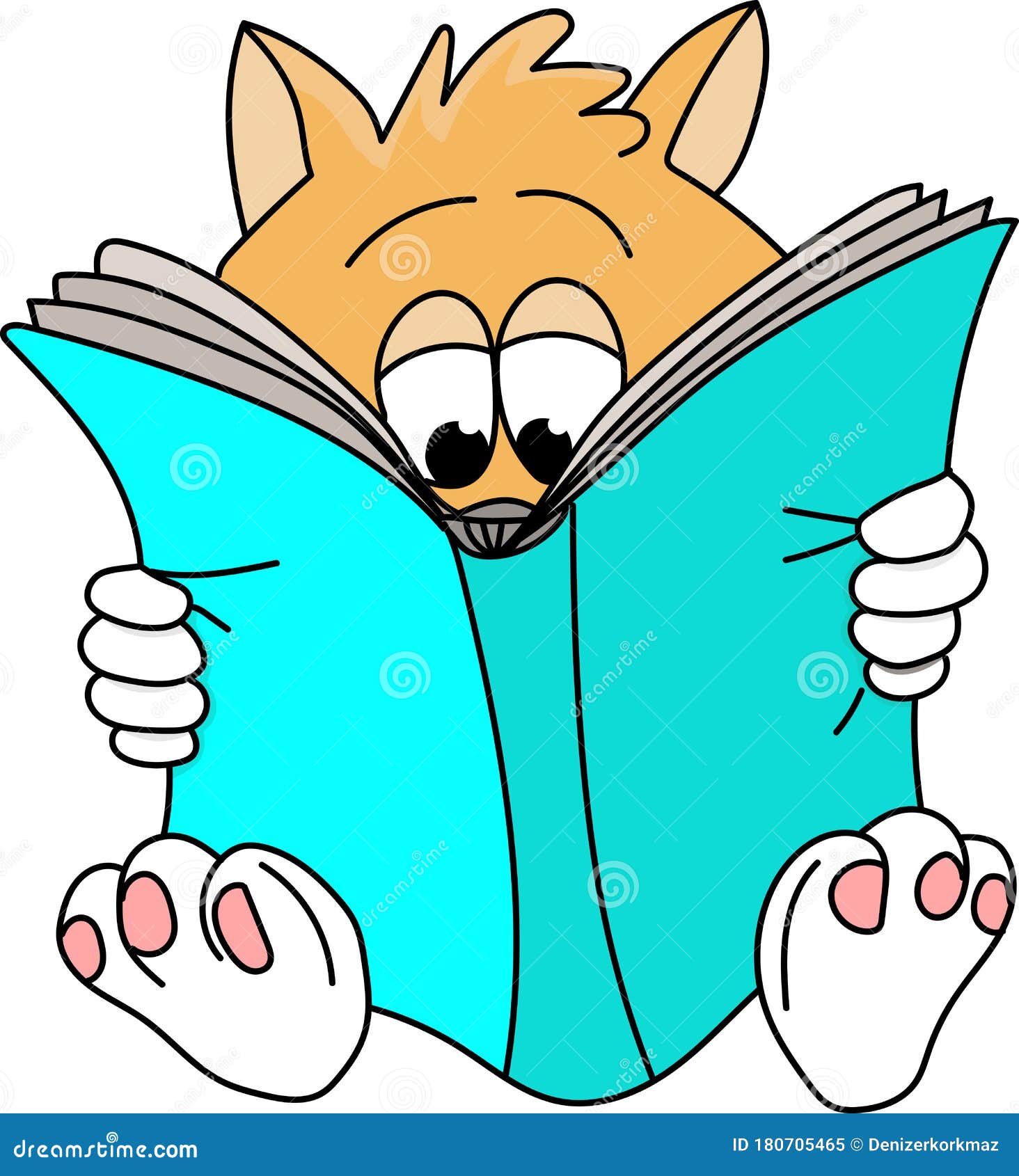 Cartoon Cat Reading a Book Vector Illustration Stock Vector ...