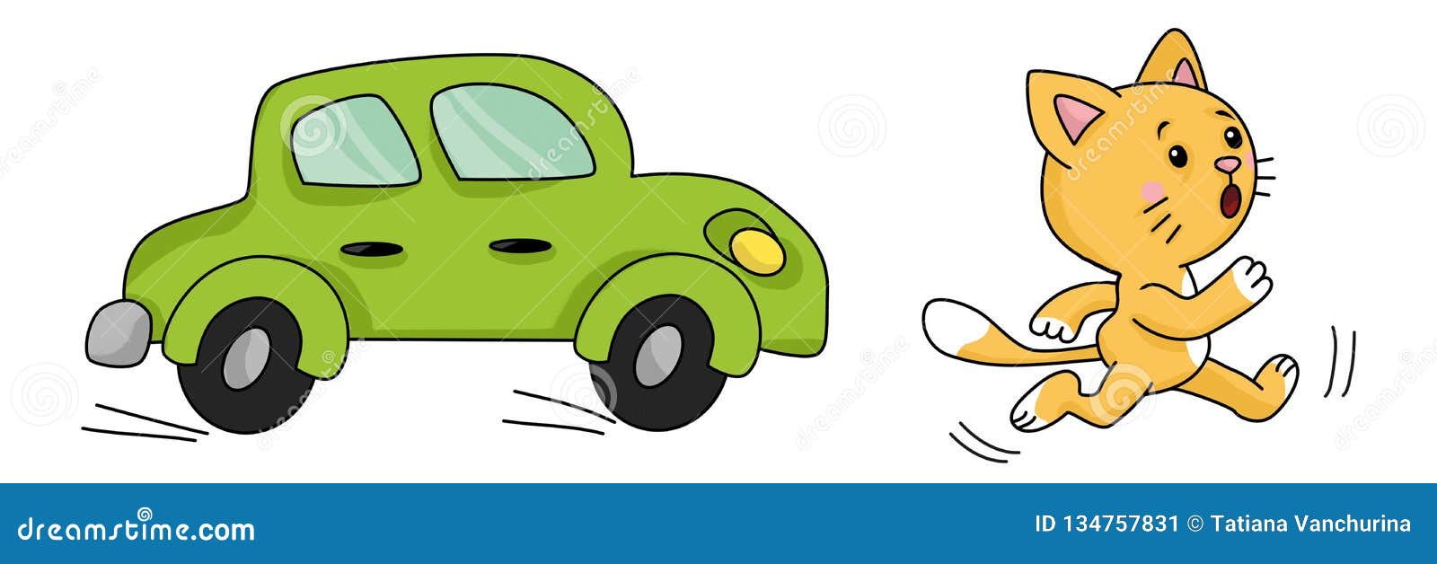 Cartoon A Cat Is Runing From The Car Royalty-Free Stock Photo ...