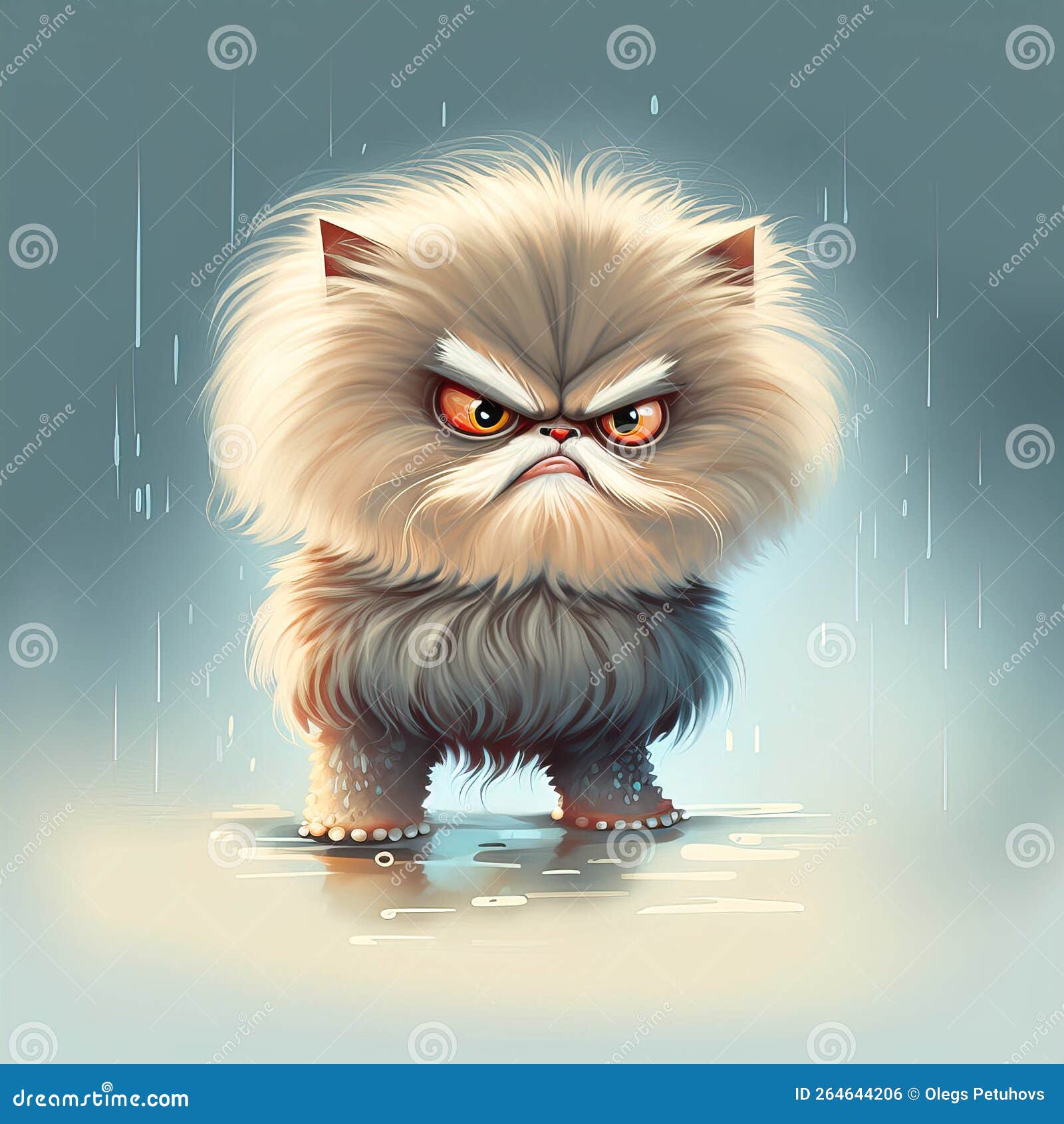 A Cartoon Cat with a Sad Face and a Teary Expression on Its Face Stock ...