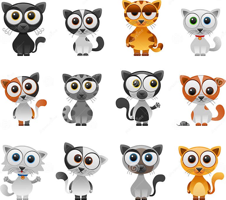 Cartoon cat set stock vector. Illustration of collection - 30975854