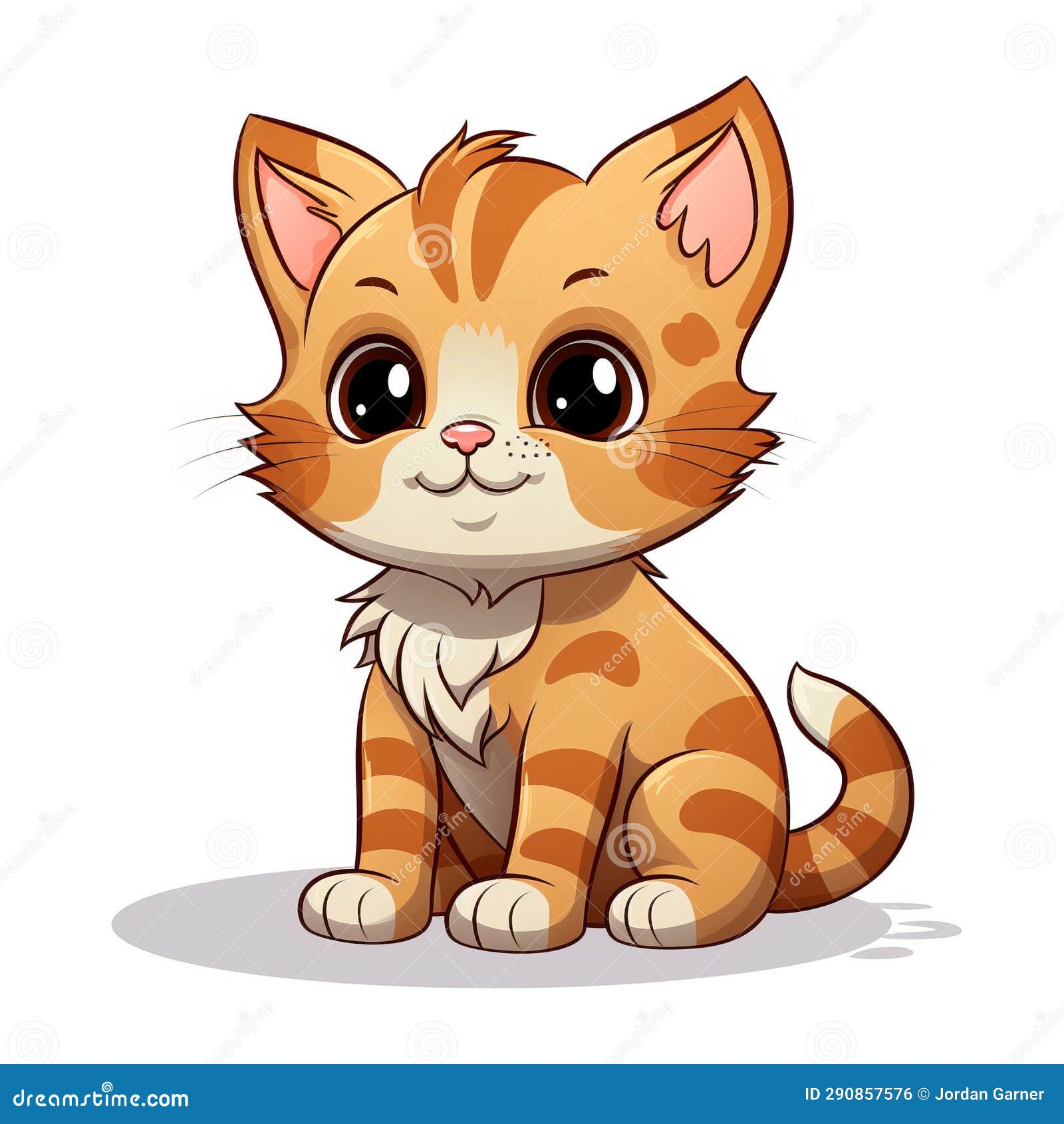 A Cartoon Cat Sitting Down with a Big Smile on Its Face Stock ...