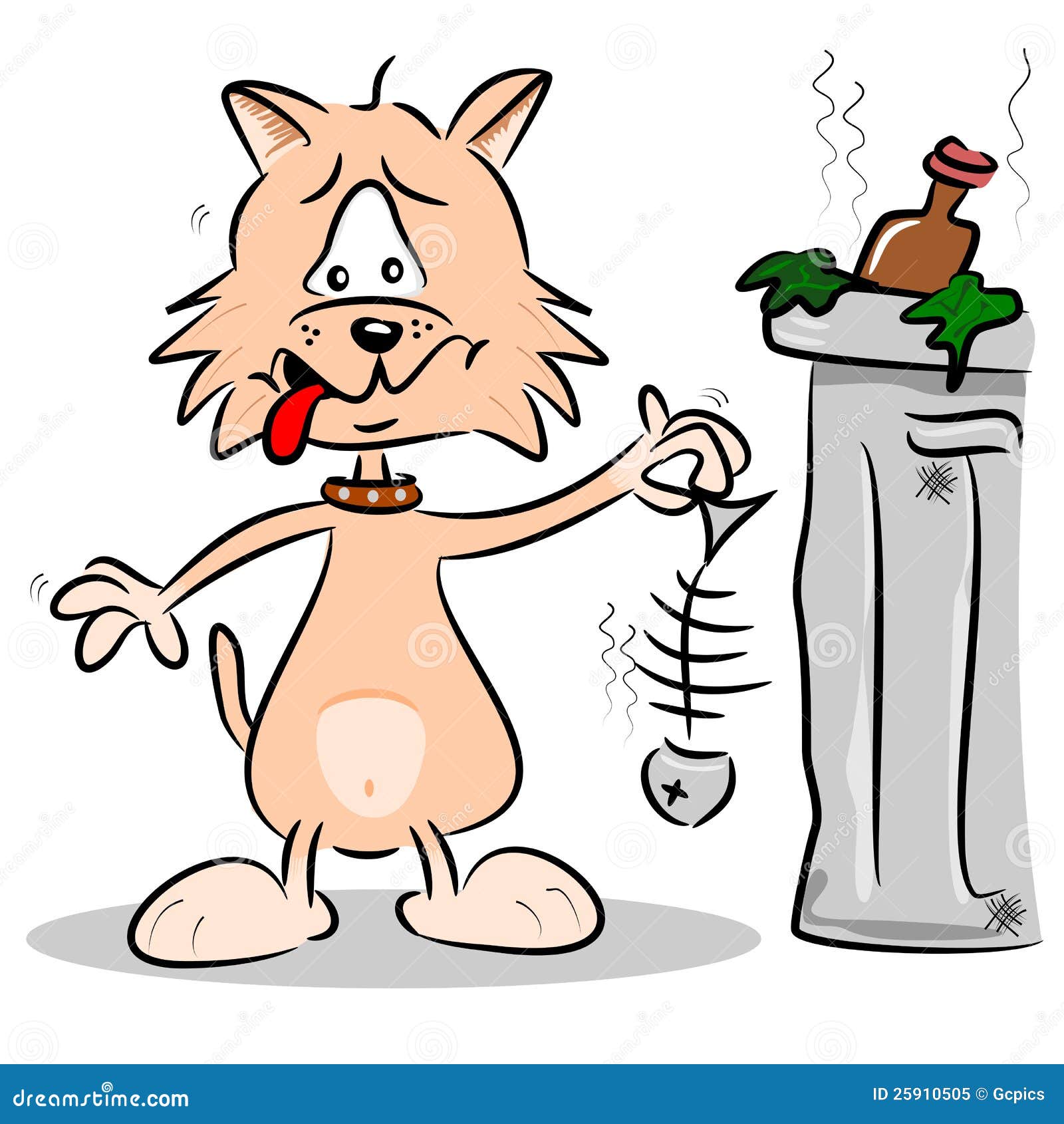 A Cartoon Cat with Smelly Fish Stock Vector - Illustration of rubbish ...