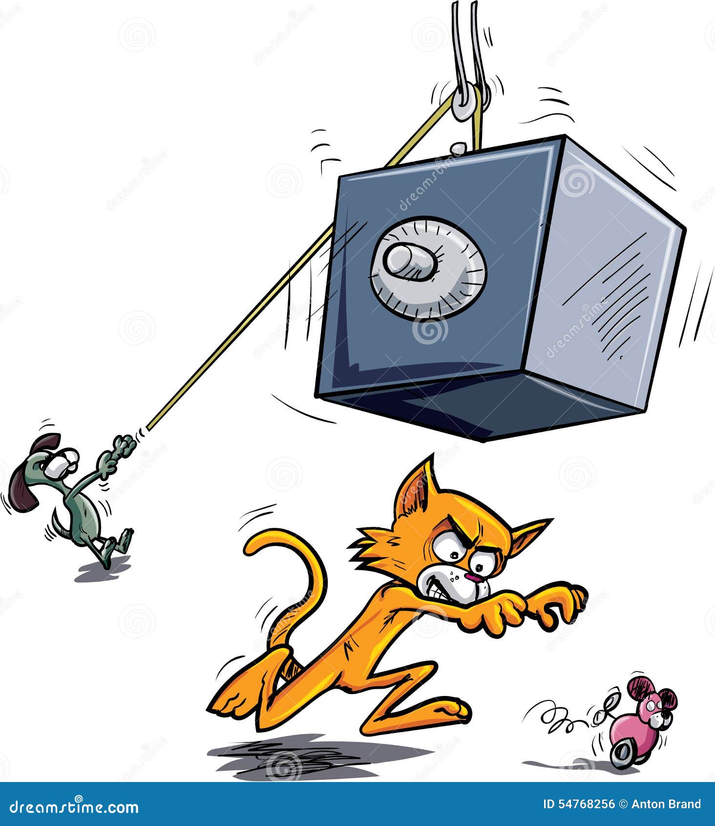 Cartoon Cat about To Be Crushed by Falling Safe Stock Vector ...