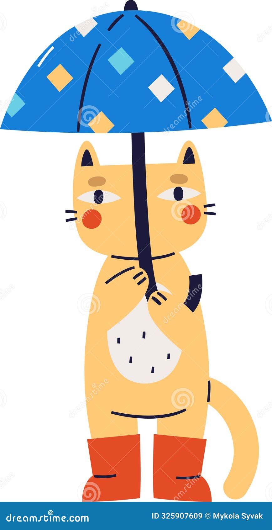Cartoon Cat with Umbrella stock illustration. Illustration of kitten ...