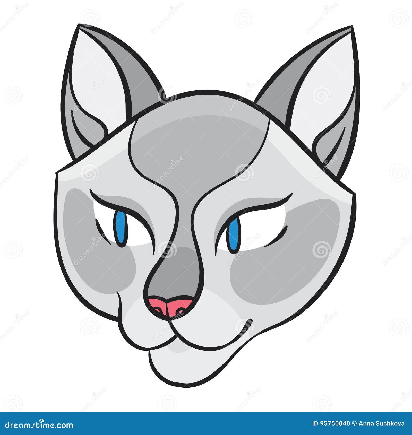 Cartoon cat vector head stock vector. Illustration of drawing - 95750040