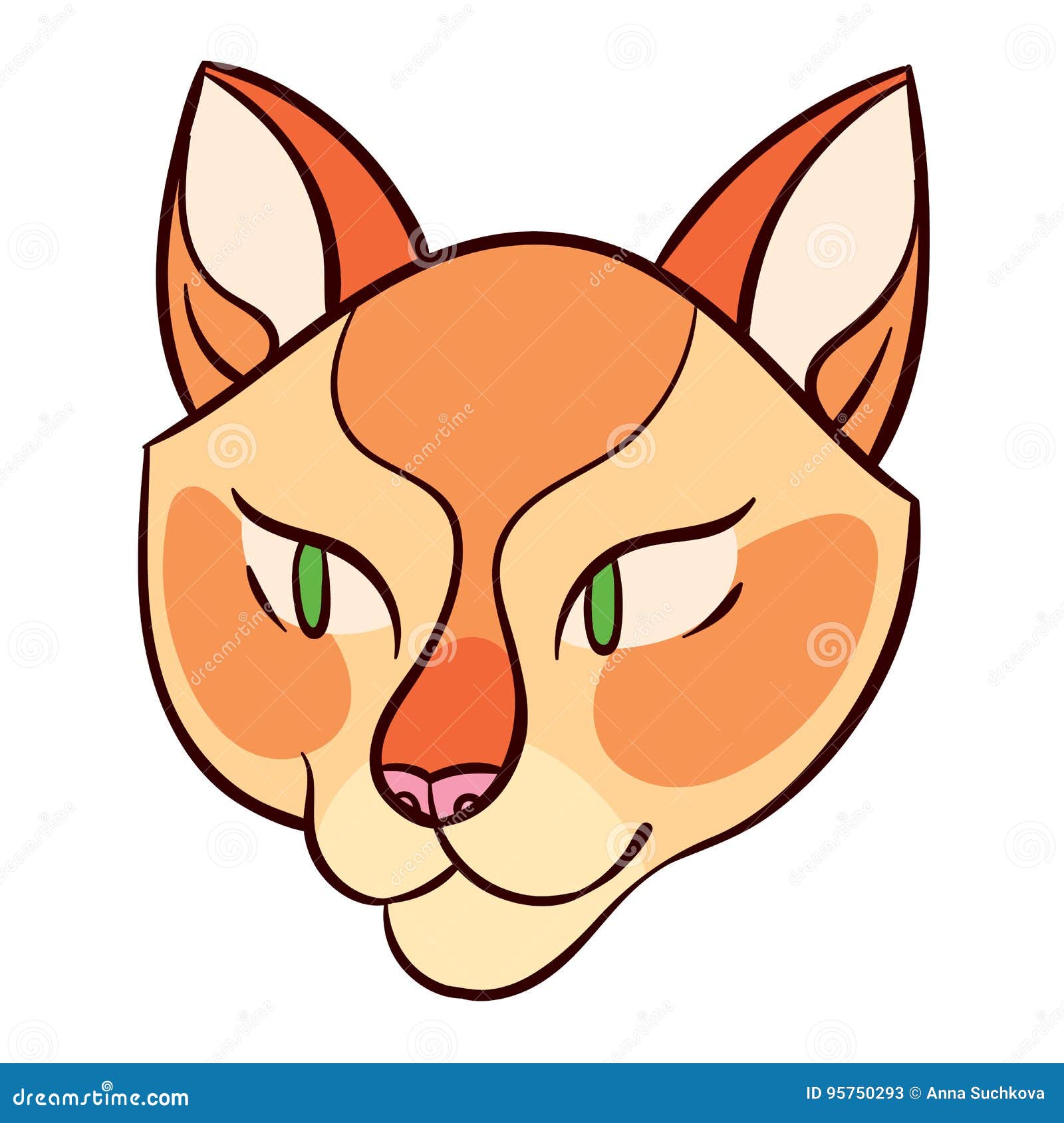 Cartoon cat vector head stock vector. Illustration of drawn - 95750293