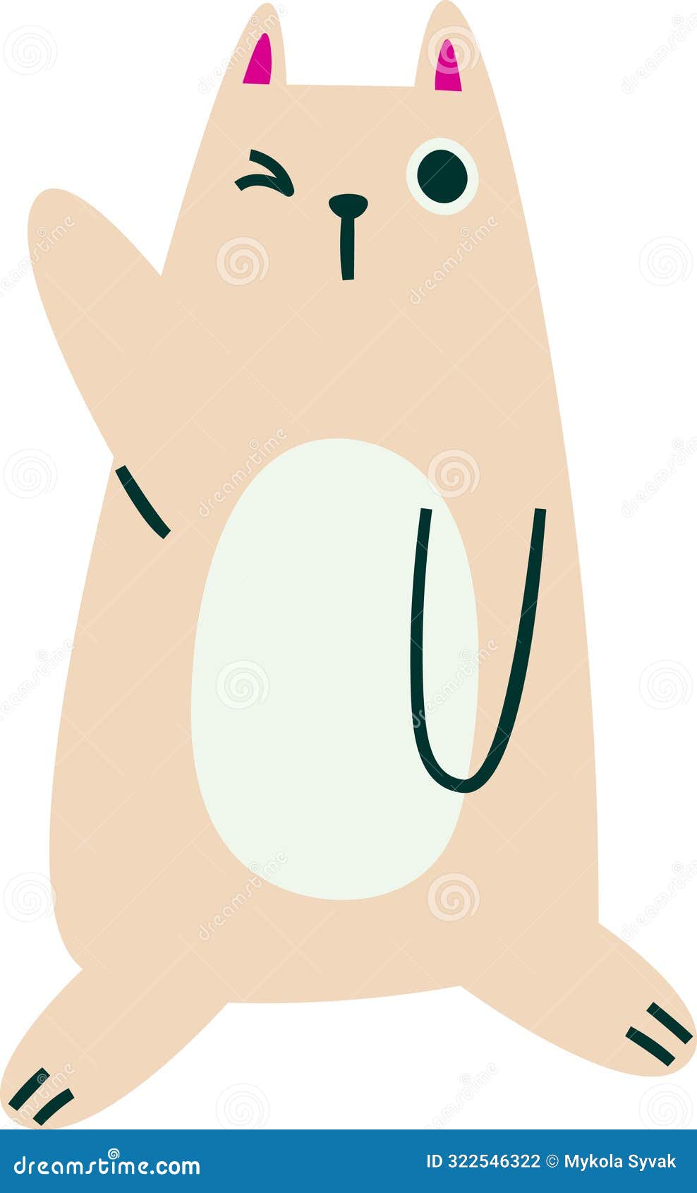 Cartoon Cat Waving stock vector. Illustration of kitten - 322546322