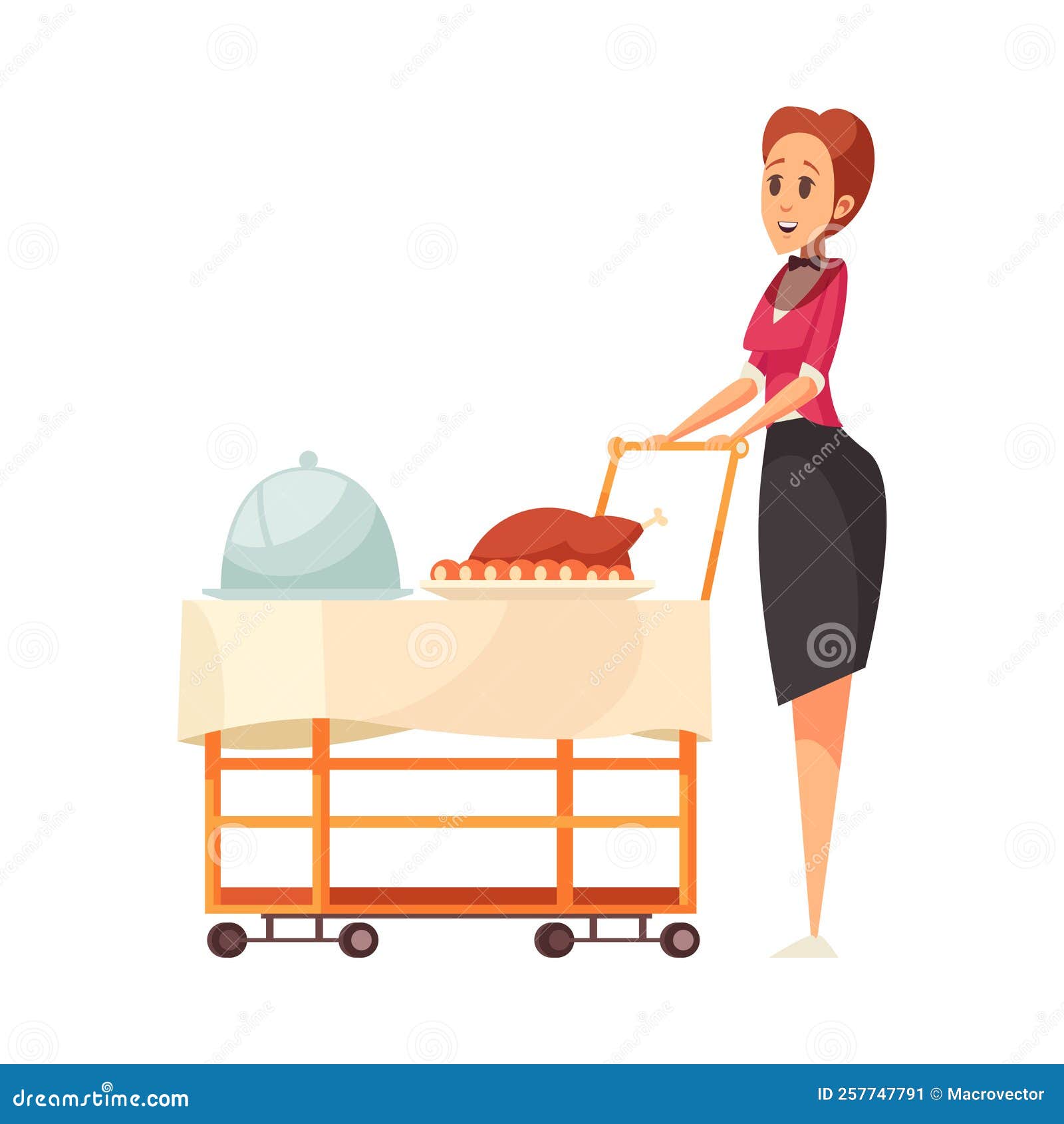 Cartoon Catering Waitress stock vector. Illustration of cuisine - 257747791