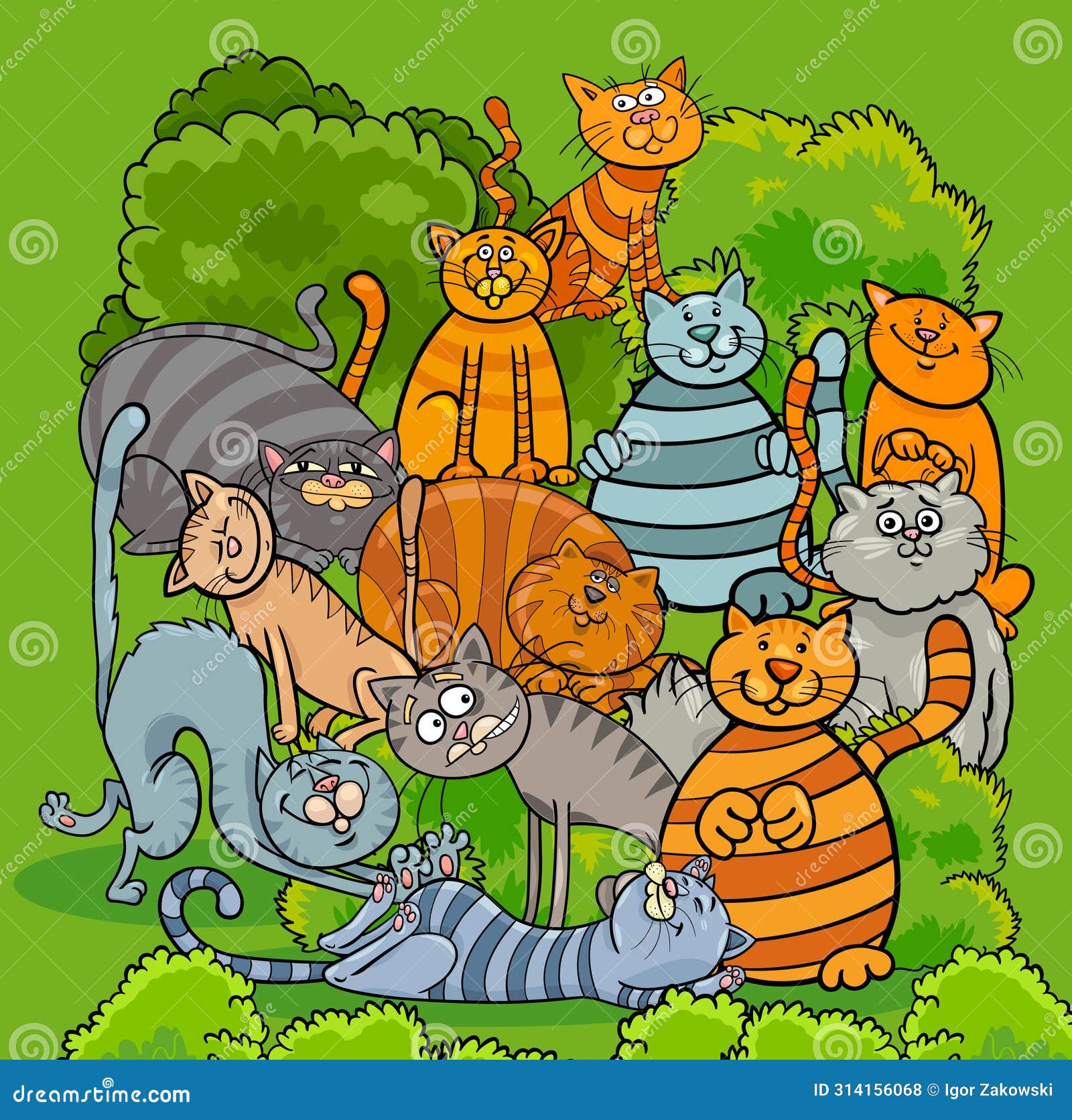 Cartoon Cats and Kittens Animal Comic Characters Group Stock Vector ...