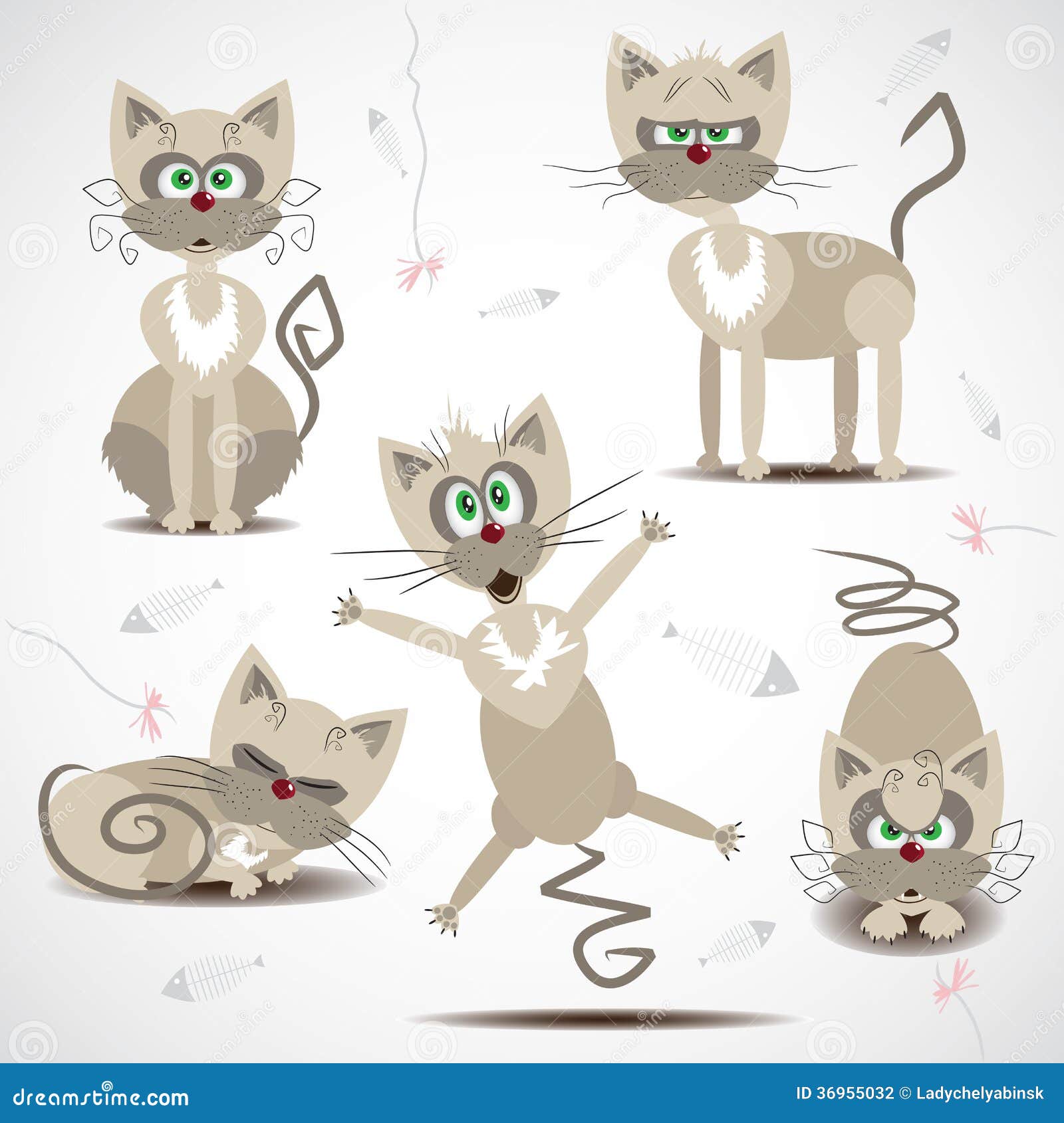 Cartoon Cats in Motion and Emotion Stock Vector - Illustration of ...